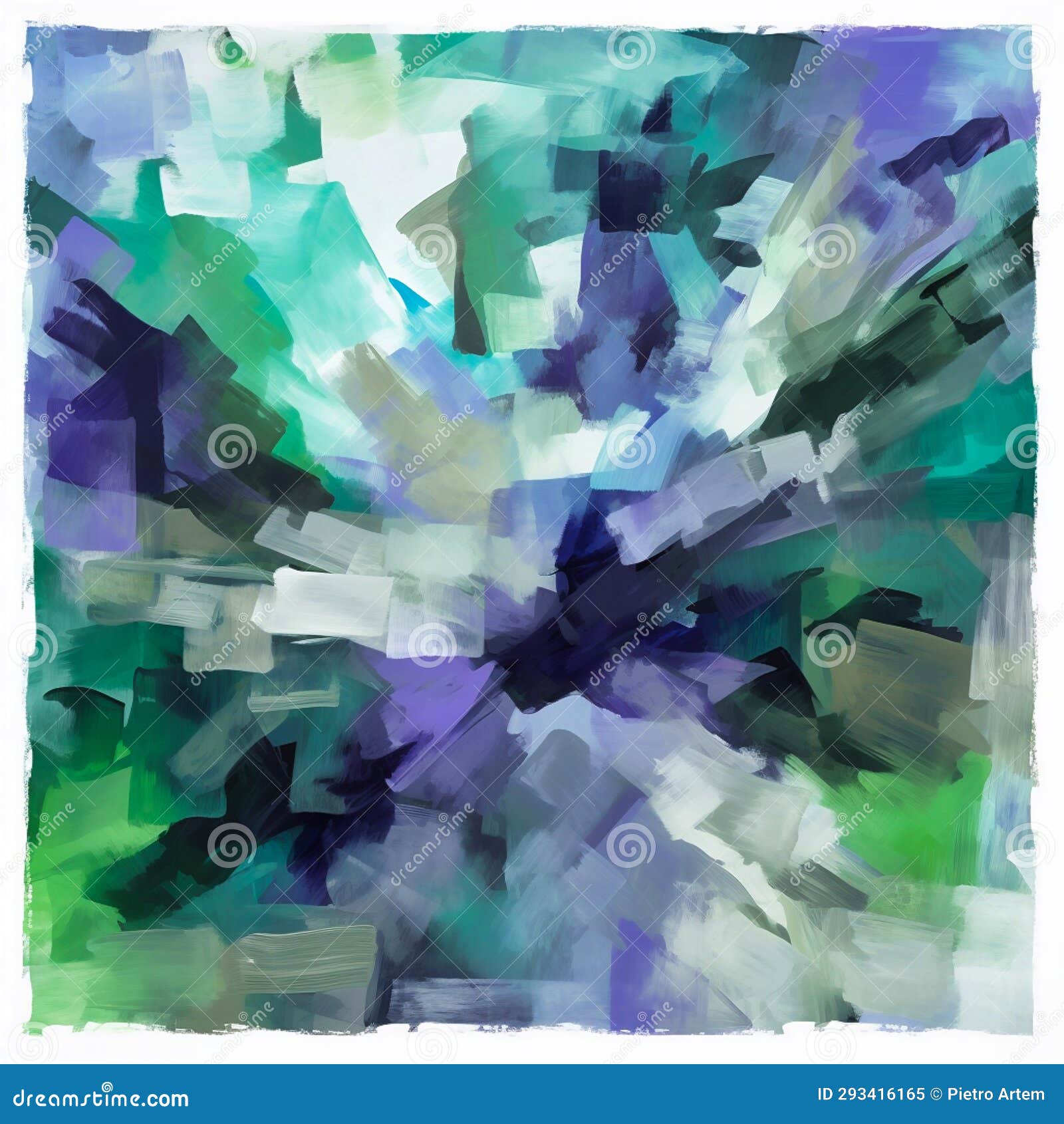 Blue-green Square Brush Stroke Illustration Stock Image - Image of ...