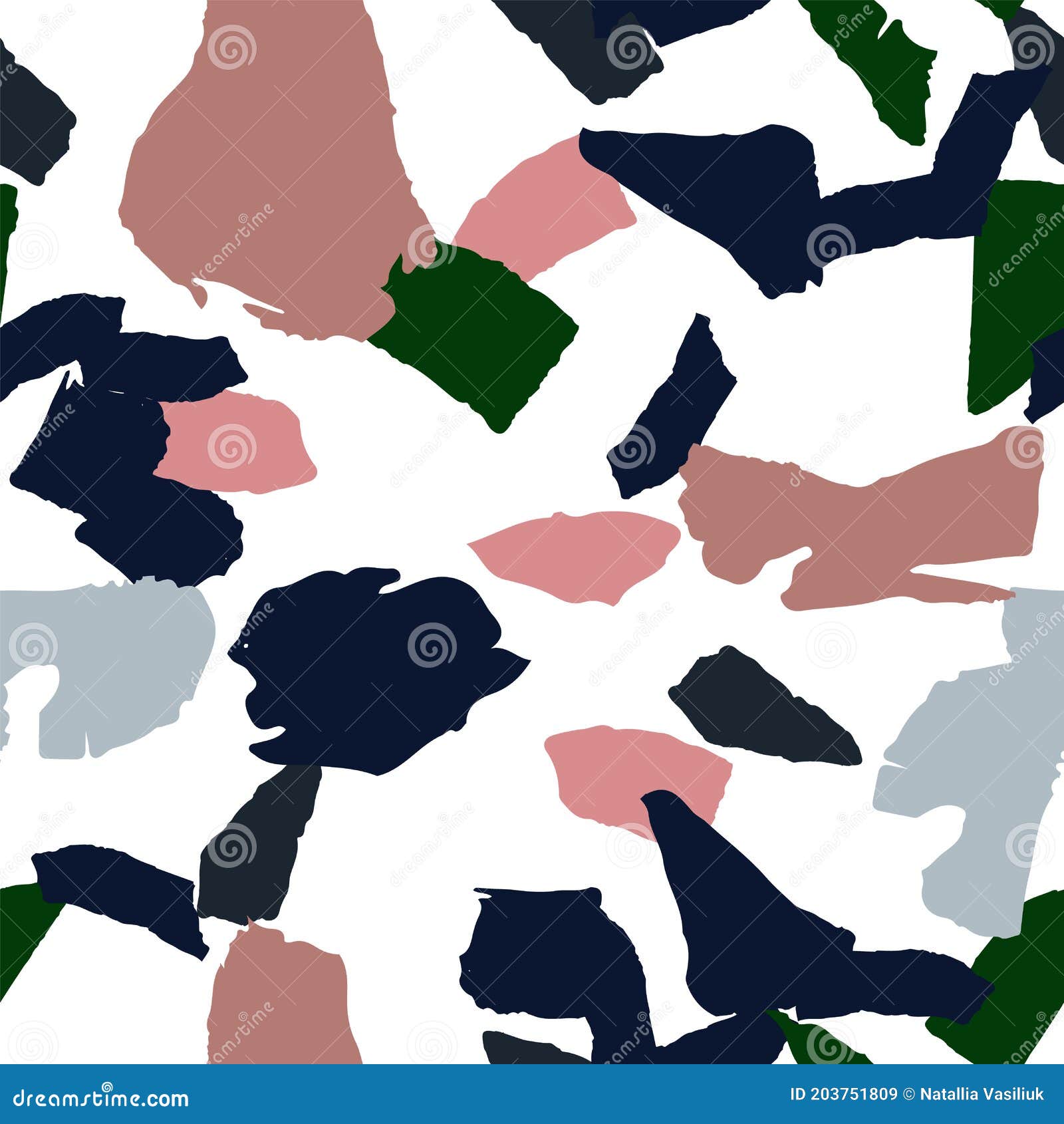 Blue and Green Terrazzo Wall Vector Seamless Stock Illustration ...