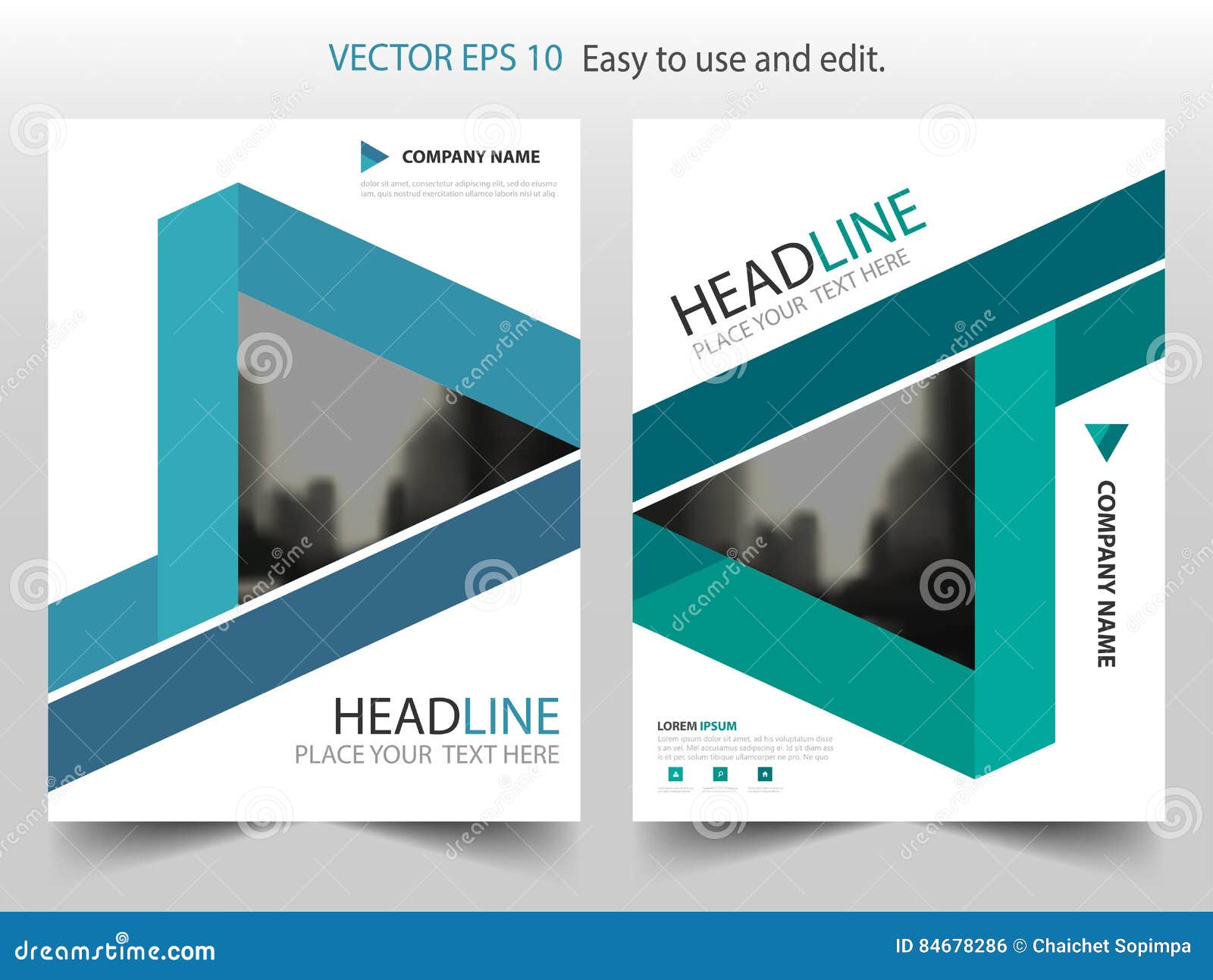 Blue Green Triangle Annual Report Brochure Flyer Design Template Vector ...