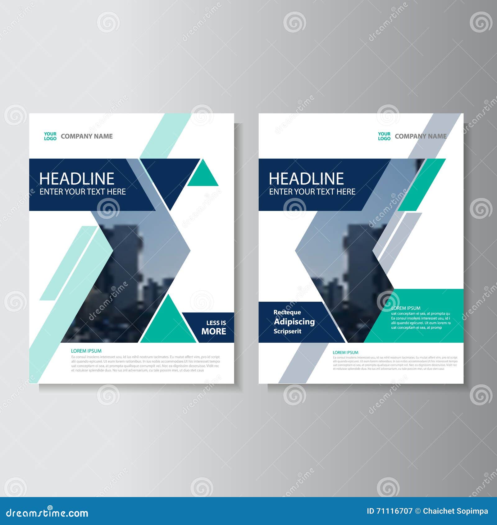 Green Triangle Vector Annual Report Leaflet Brochure Flyer Template