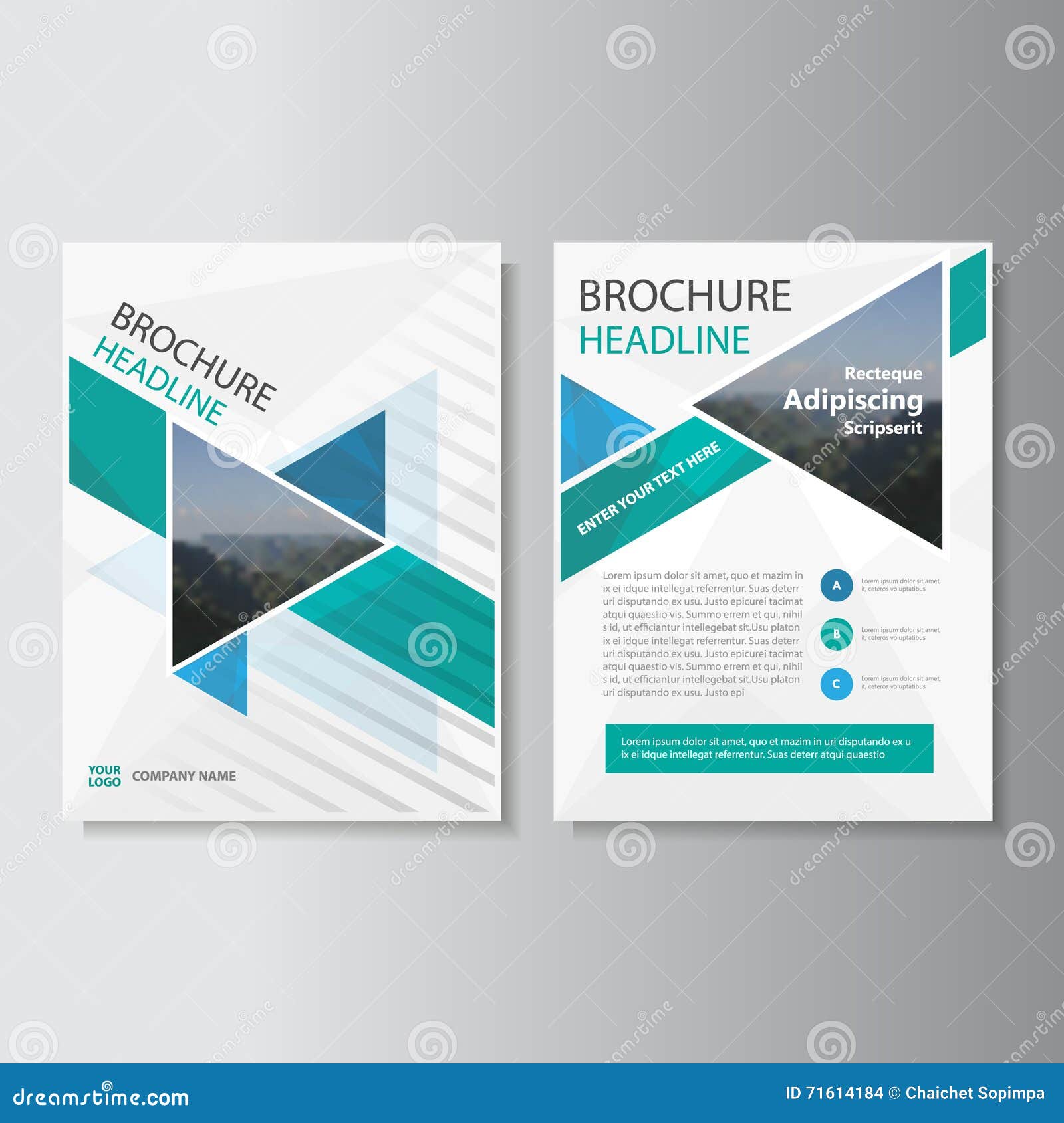 Blue Green Triangle Vector Annual Report Leaflet Brochure Flyer Stock
