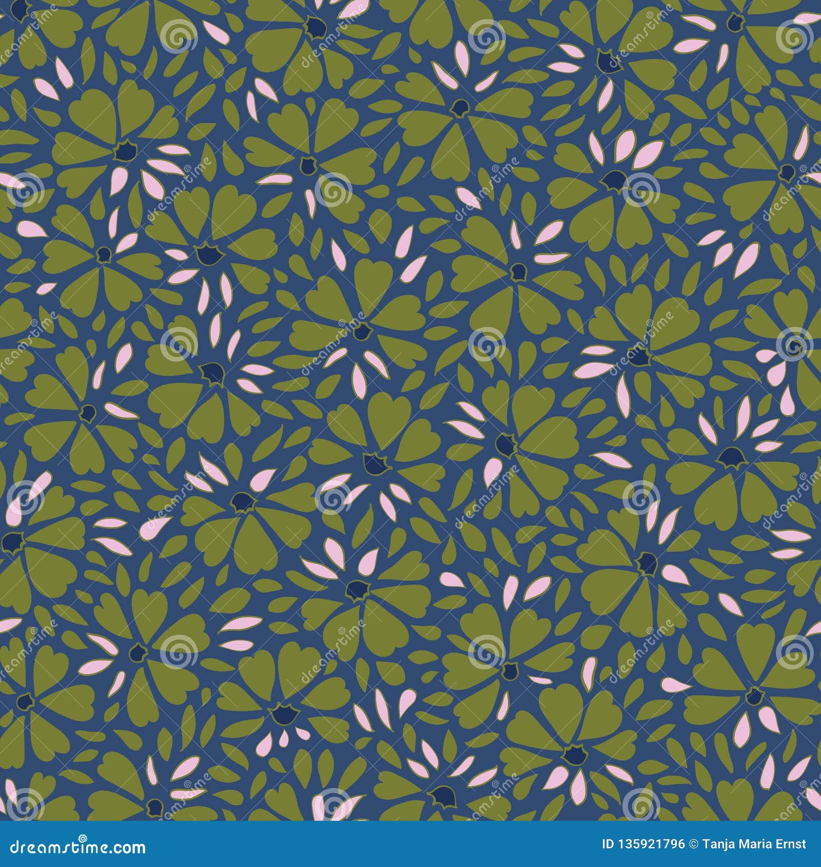 Blue and Green Pattern with Abstract Flower. Stock Vector ...