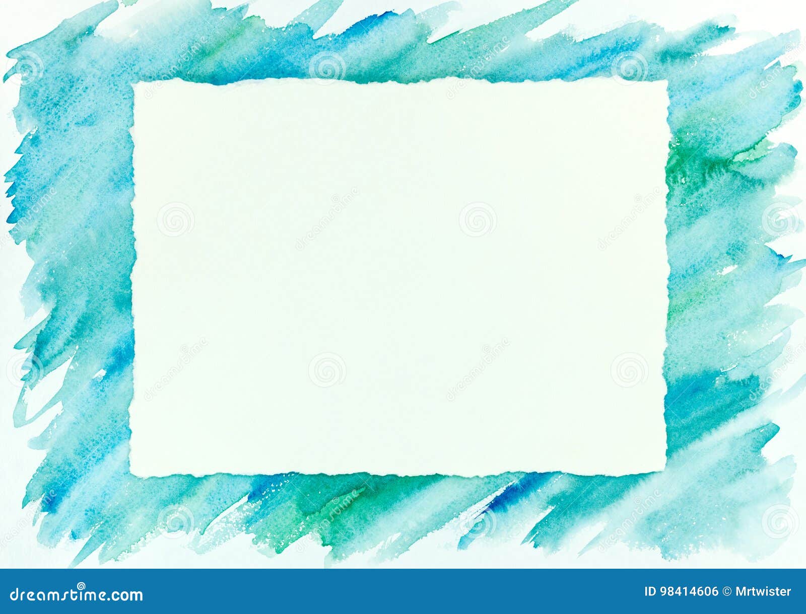 Blue and Green Watercolor Brush Stroke Frame Background Stock Photo ...