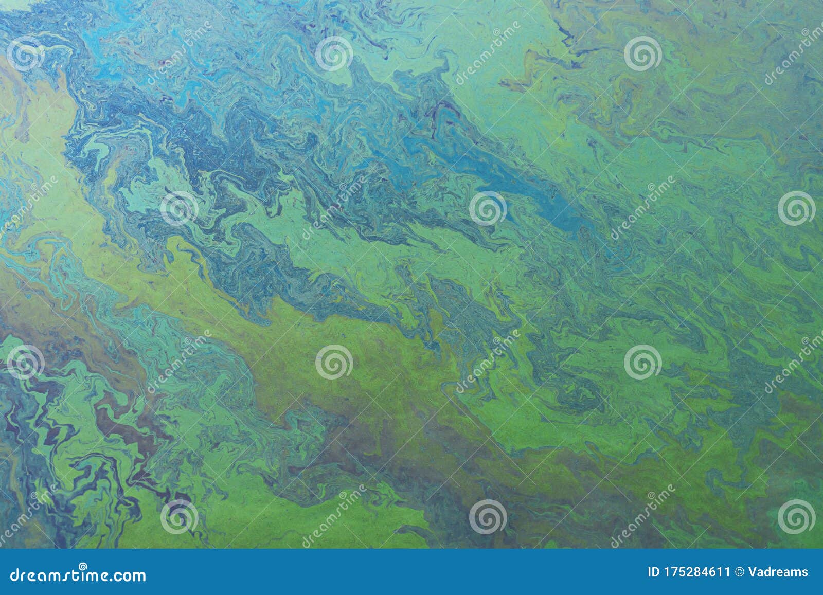 Blue, Green, Yellow Color Oil Patterns on the Surface of the Water ...