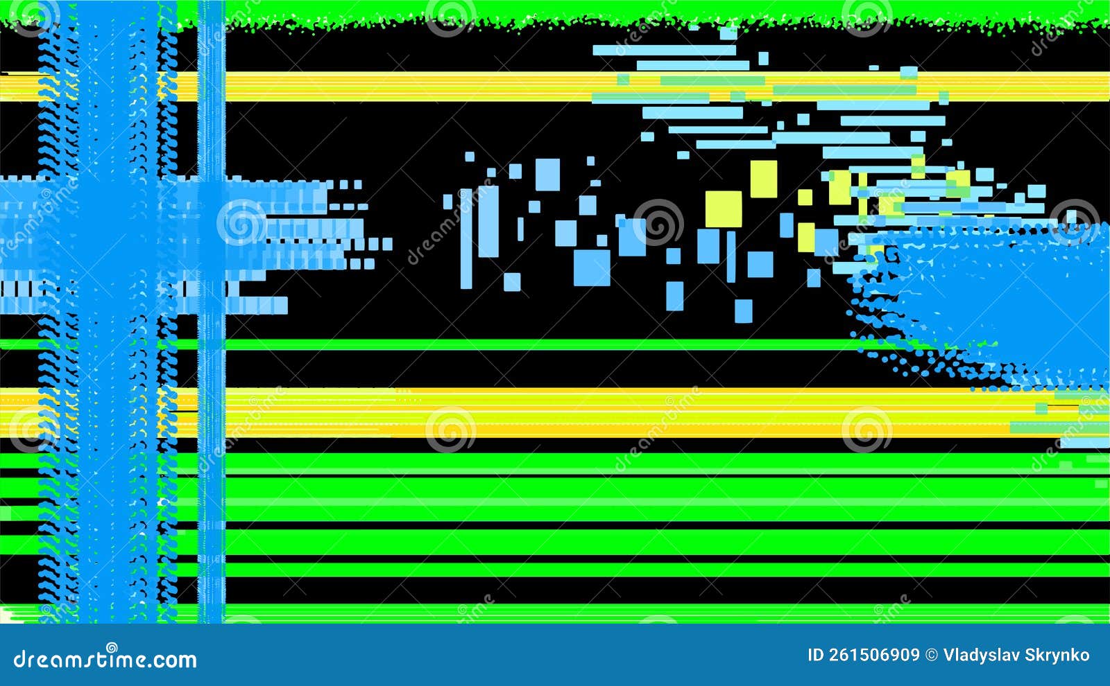 Blue, Green and Yellow Stuck Pixels with Noise. Stock Vector ...