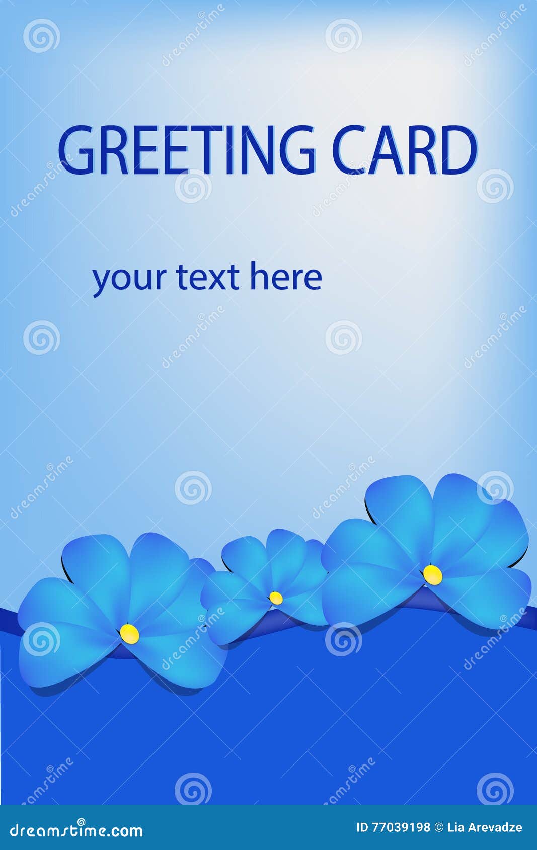Blue greeting card stock vector. Illustration of flora - 77039198