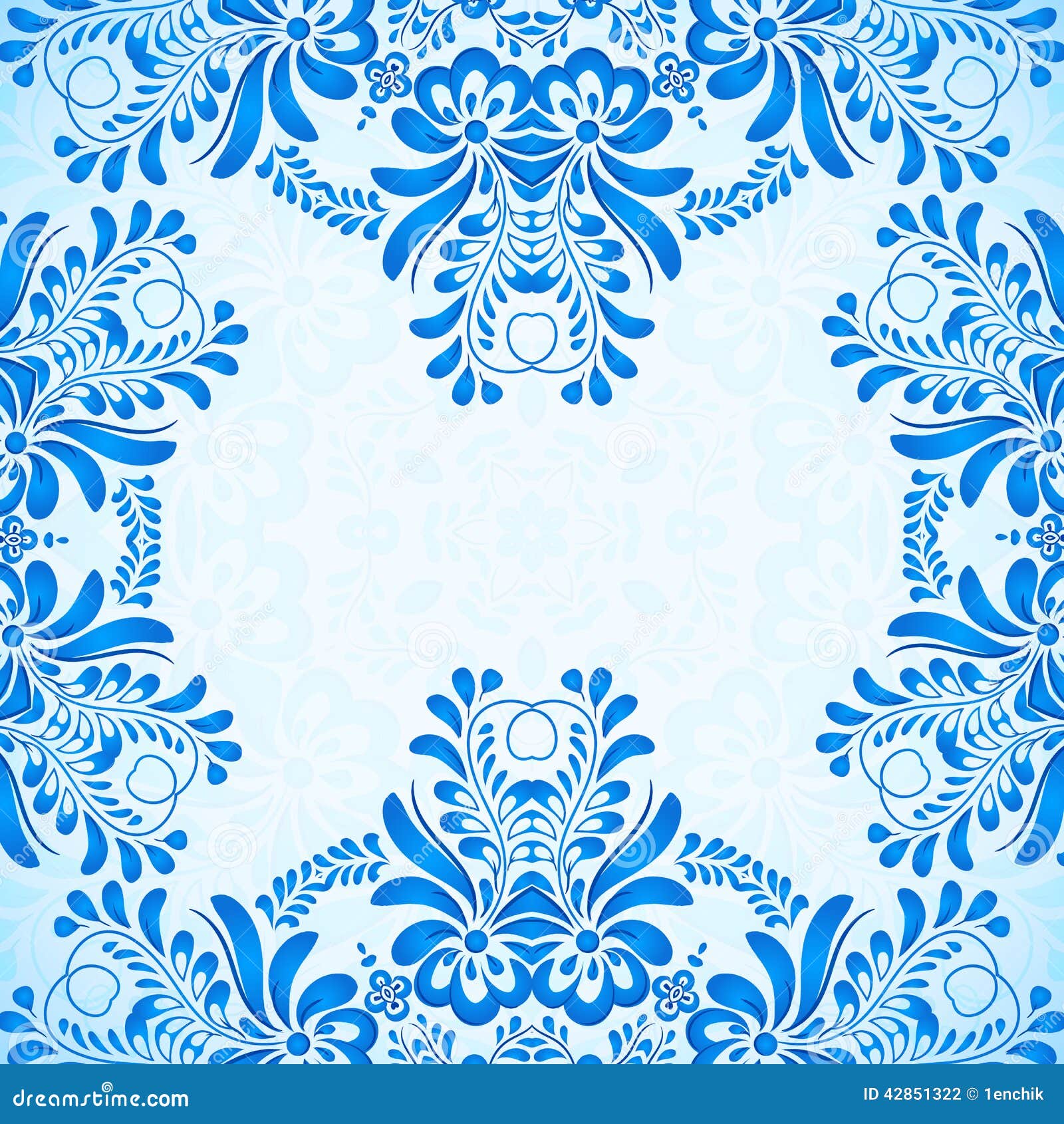 Blue Greeting Card Template with Floral Pattern in Stock Vector ...