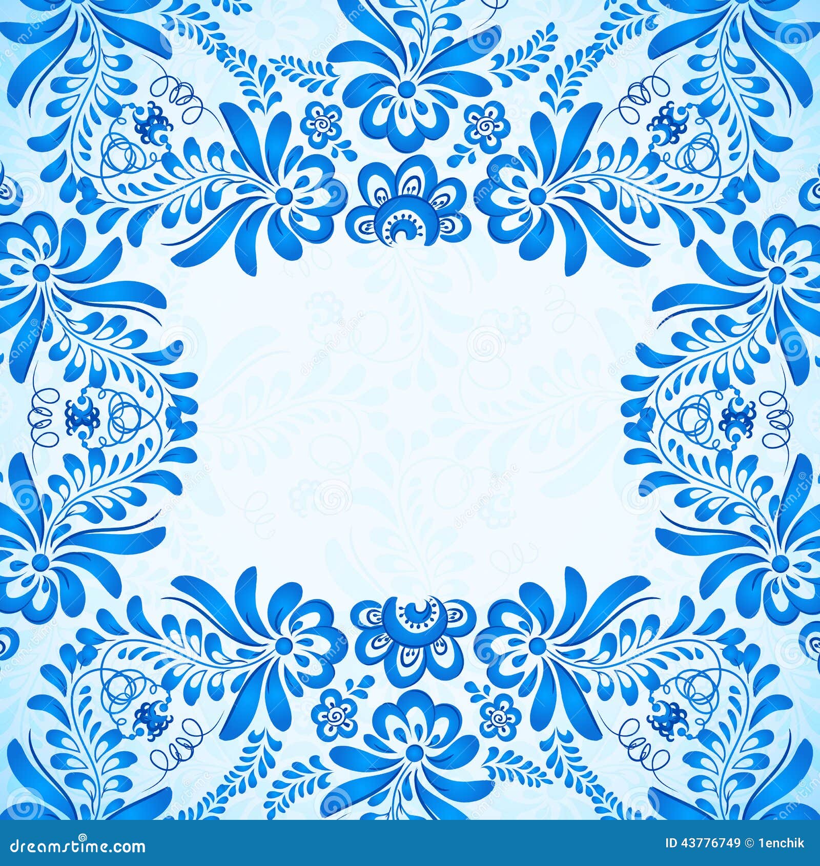 Blue Greeting Card Template with Floral Pattern in Stock Vector ...