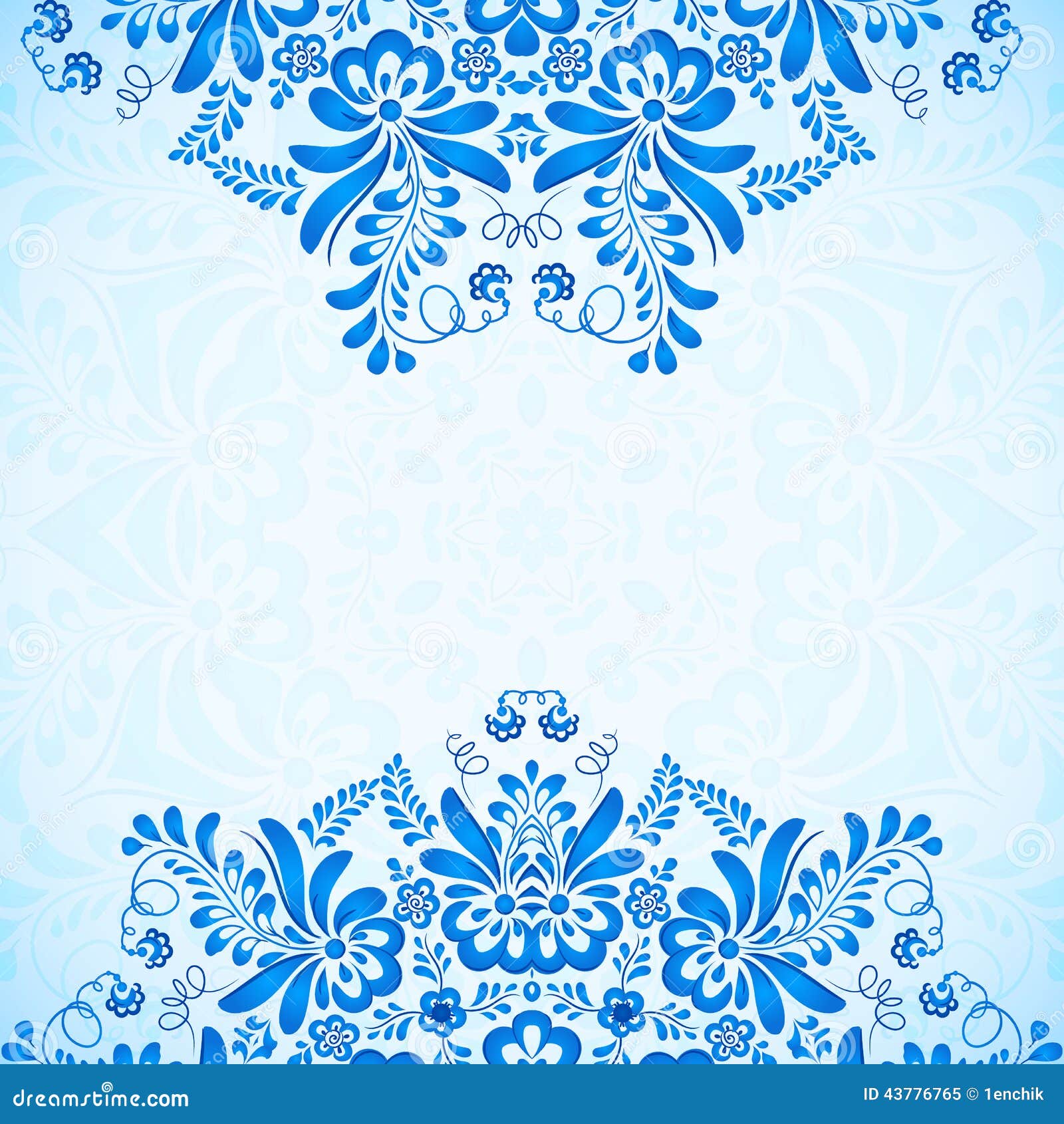 Blue Greeting Card Template with Floral Pattern in Stock Vector ...