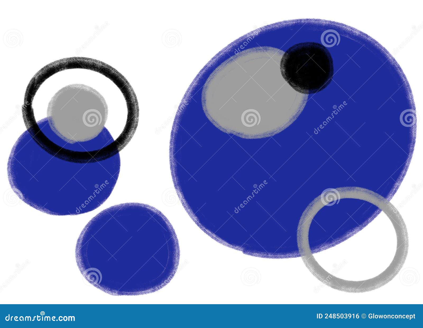 Blue Grey Black Geometric Circle Minimal Style Element Hand Drawn ...