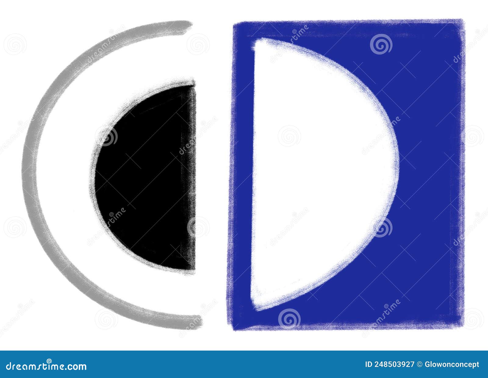 Blue Grey Black Geometric Half Circle Minimal Style Element Hand Drawn ...