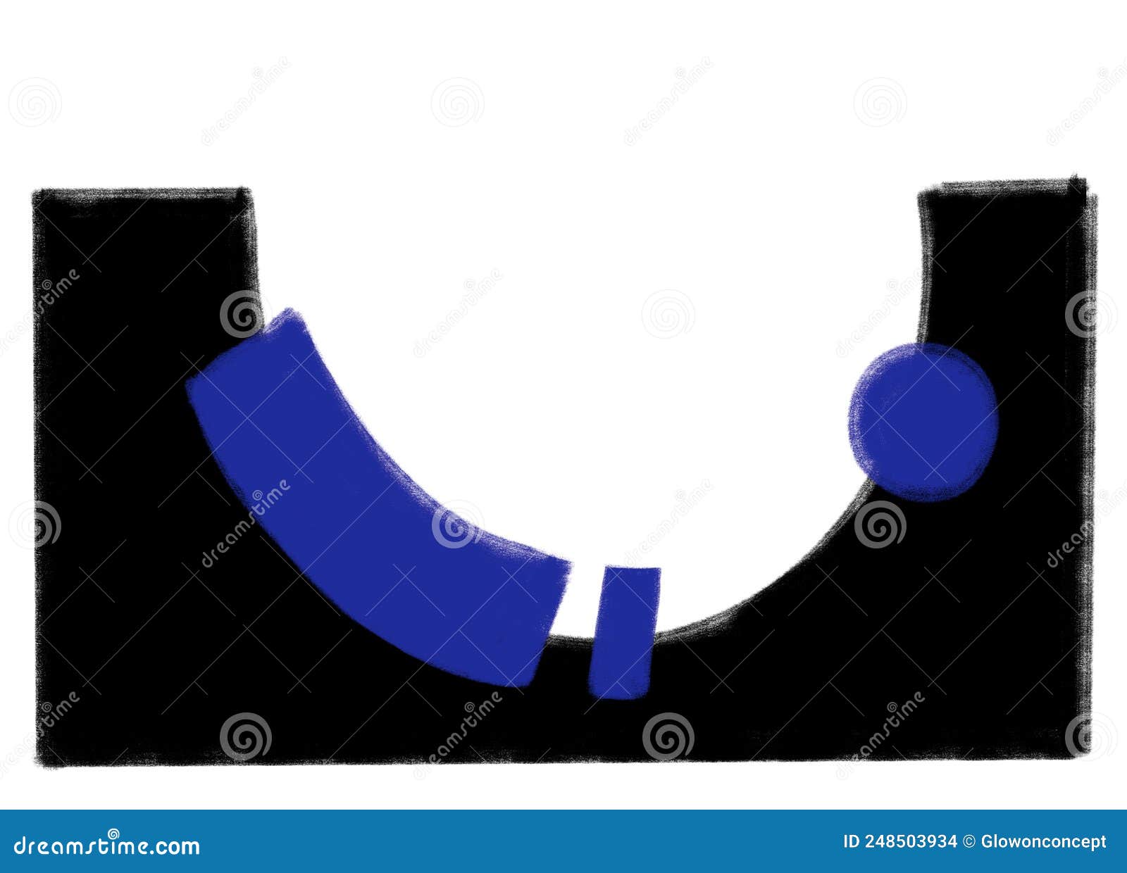 Blue Grey Black Geometric Half Circle Minimal Style Element Hand Drawn ...