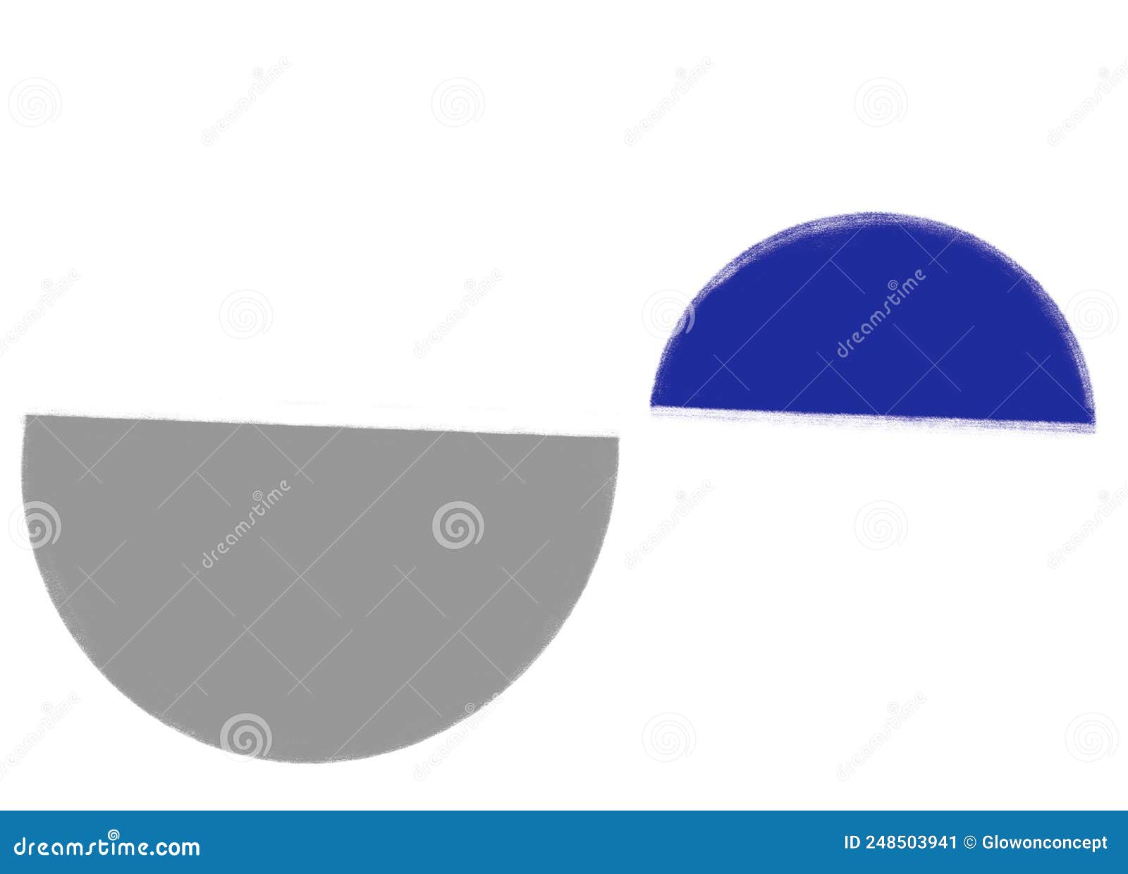 Blue Grey Black Geometric Half Circle Minimal Style Element Hand Drawn ...