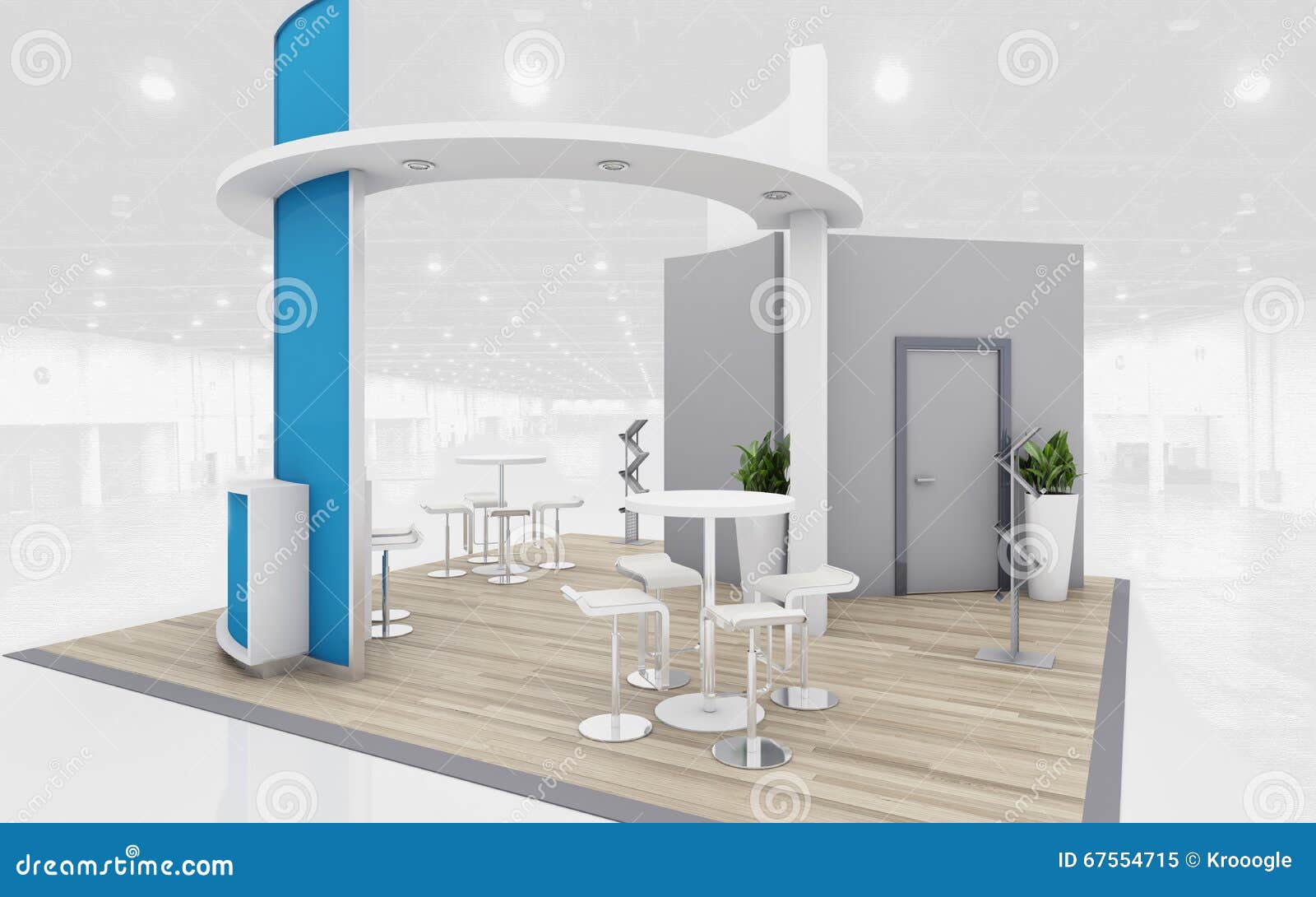 Blue and Grey Exhibition Stand 3d Rendering Stock Illustration ...