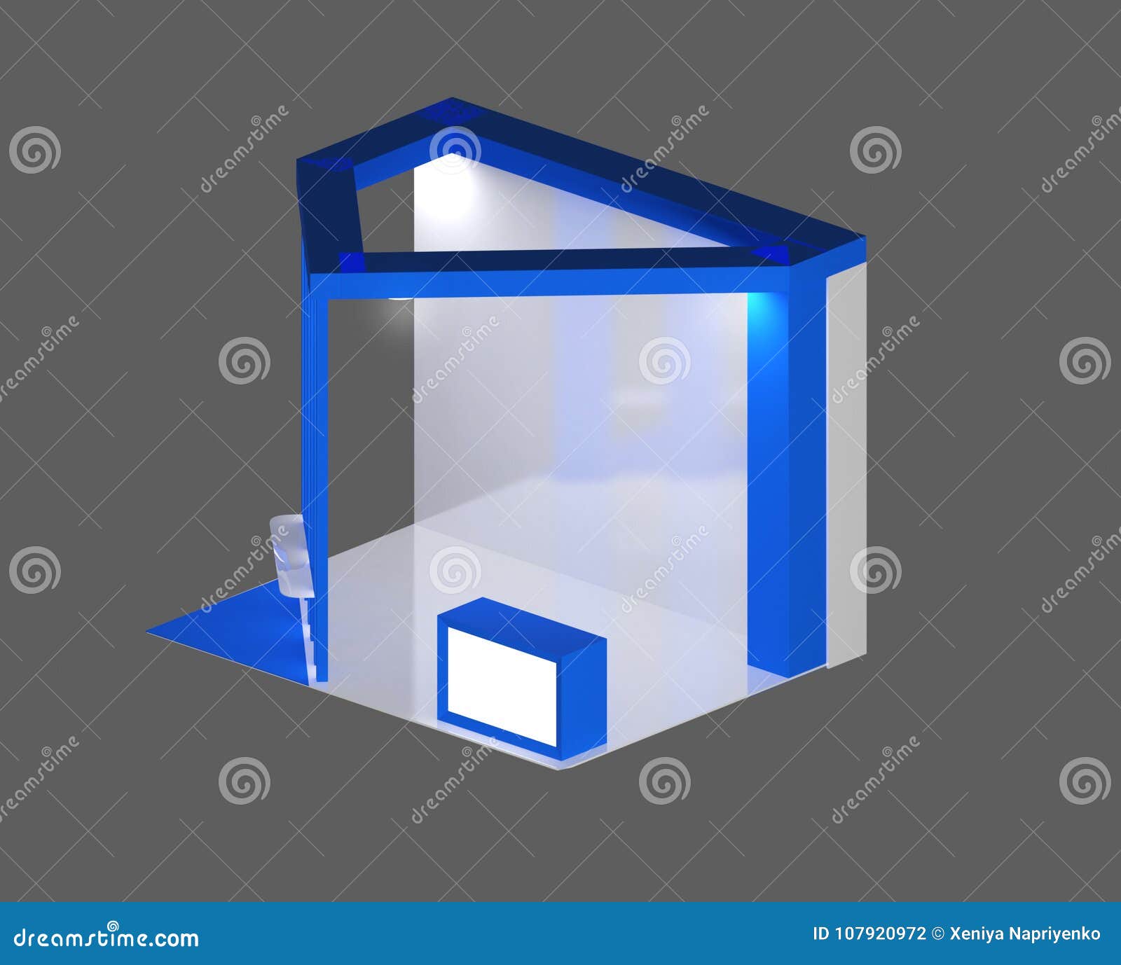 Blue and Grey Exhibition Stand 3d Rendering Stock Illustration ...