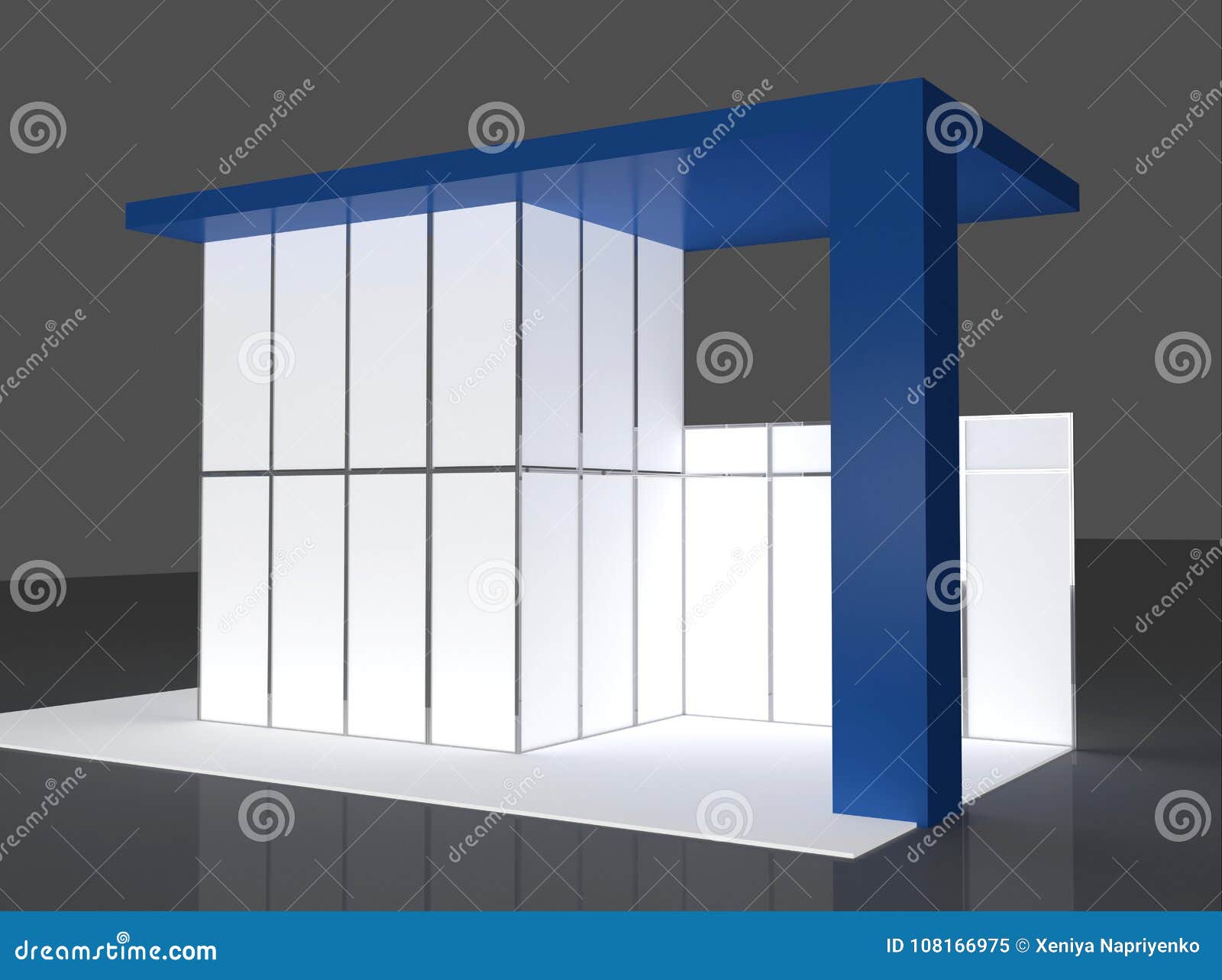 Blue and Grey Exhibition Stand 3d Rendering Stock Illustration ...