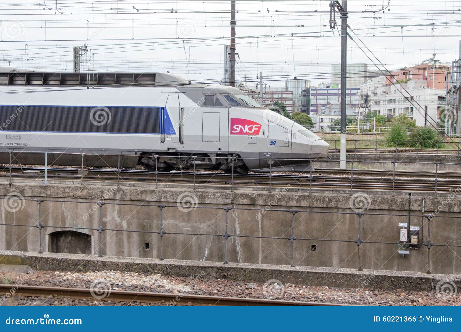 Blue and Grey High-speed Train on an Urban Background SNCF Editorial ...