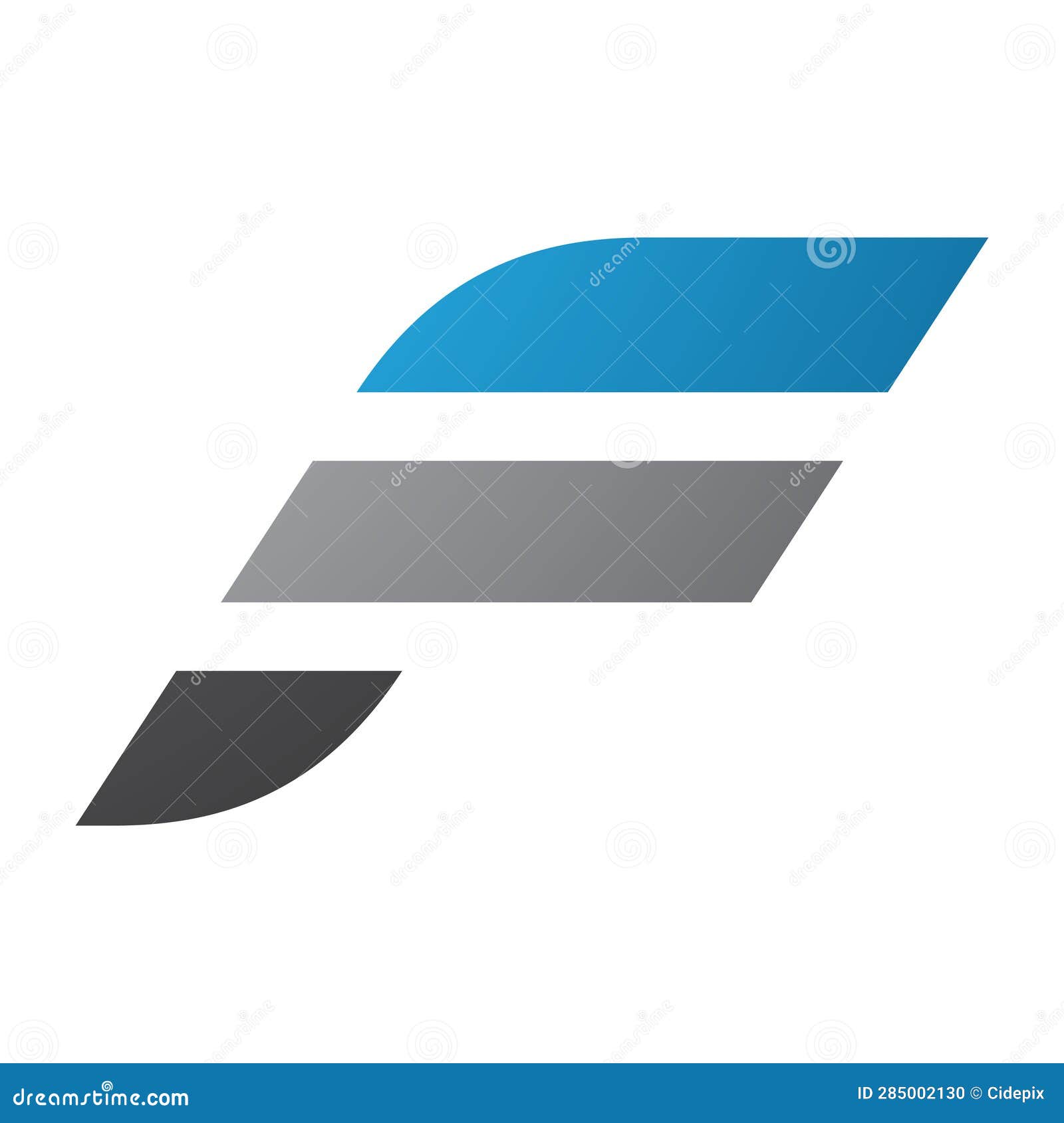 Blue and Grey Letter F Icon with Horizontal Stripes Stock Vector ...