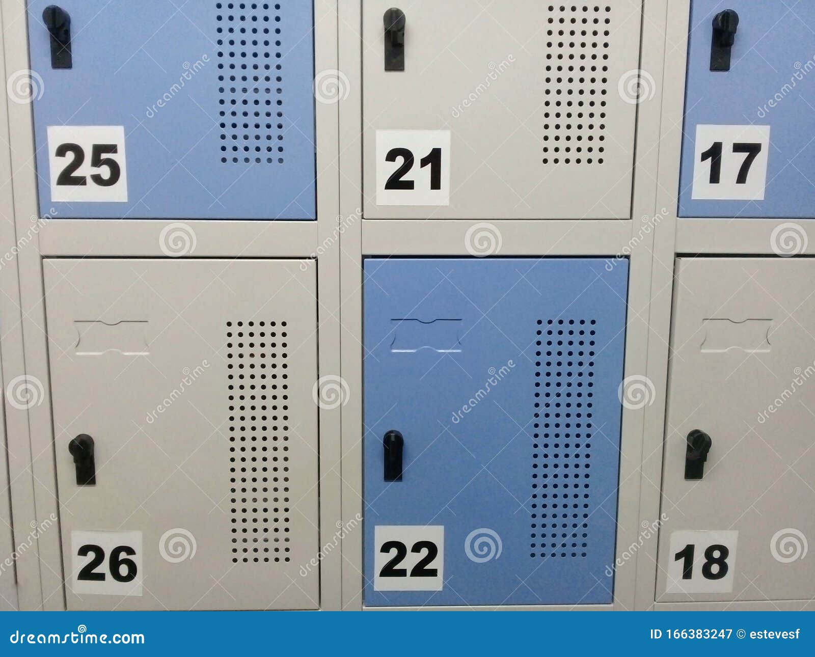 Blue and Grey Metal Cabinet with Numbers Stock Image - Image of locks ...