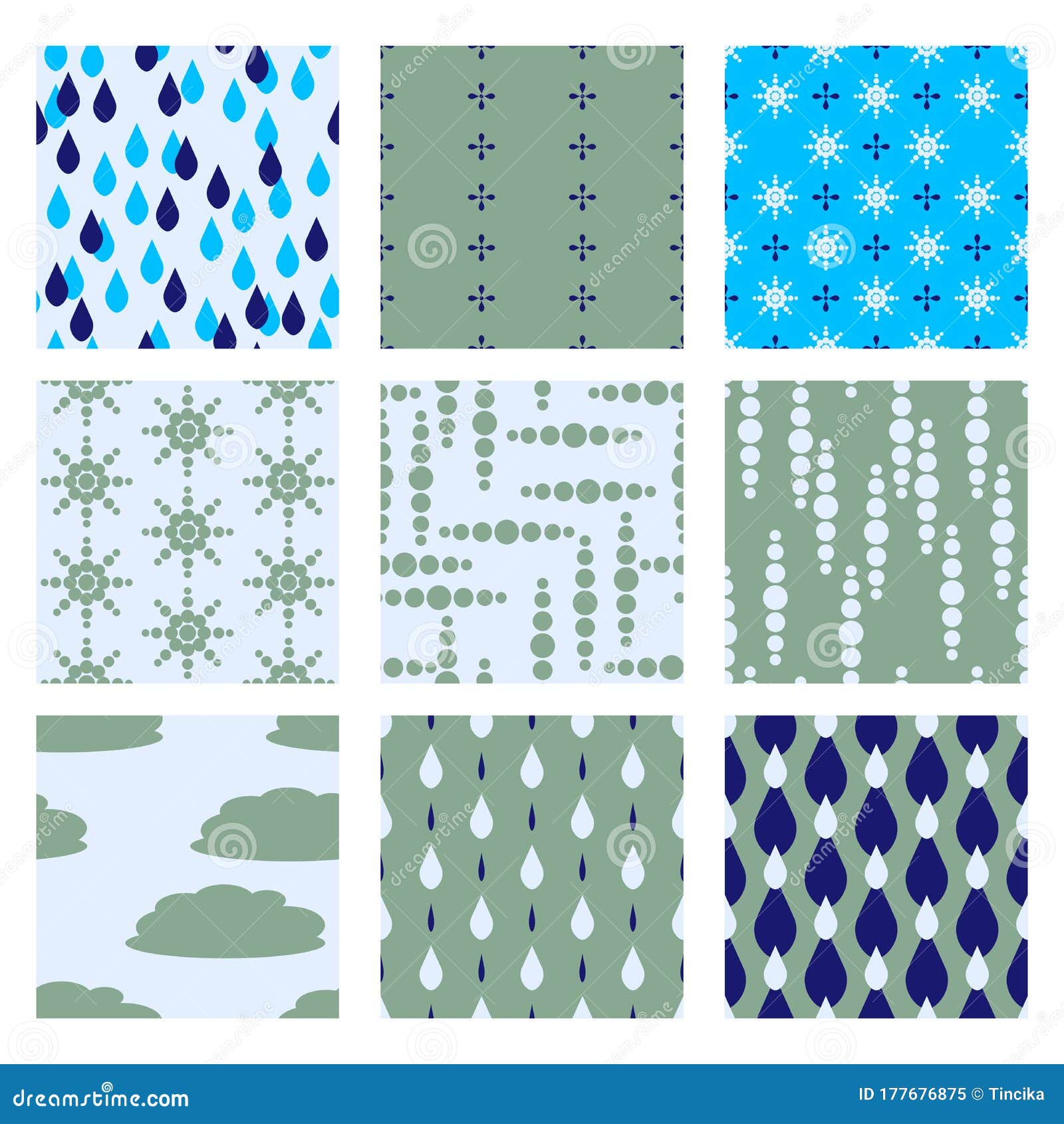Blue Grey Rainy Days Vector Pattern Collection. Stock Vector ...