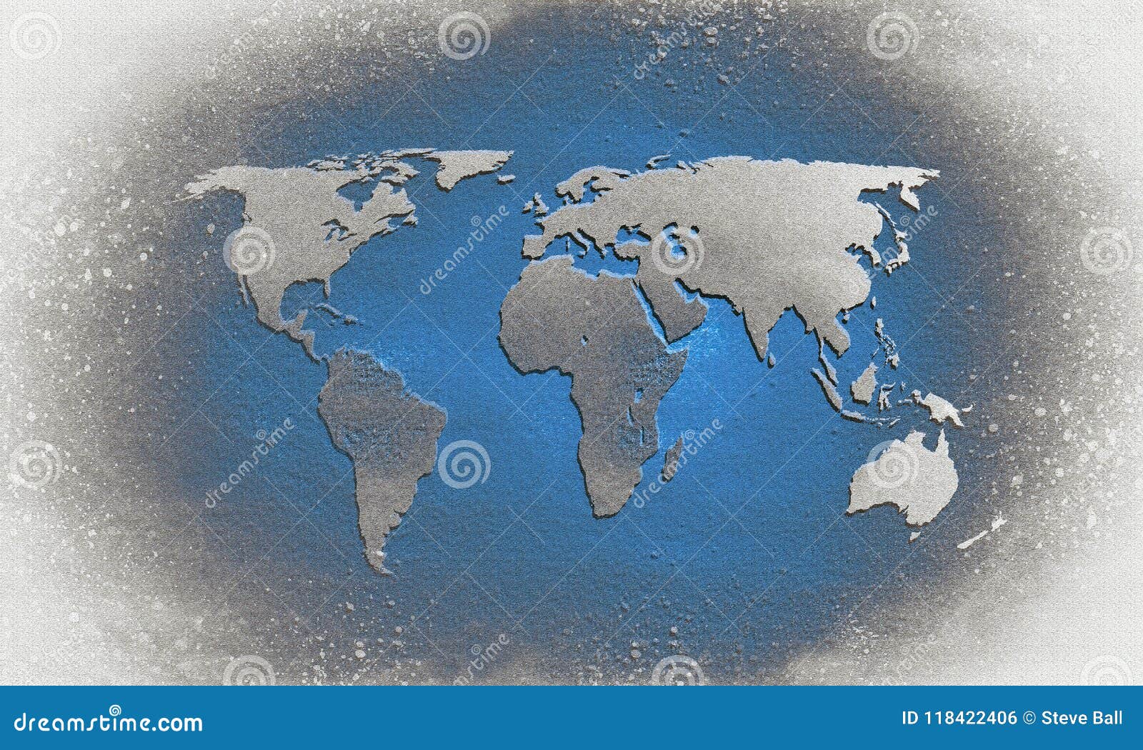 Textured World Map With Embossed Continents, Artistic Design Stock ...