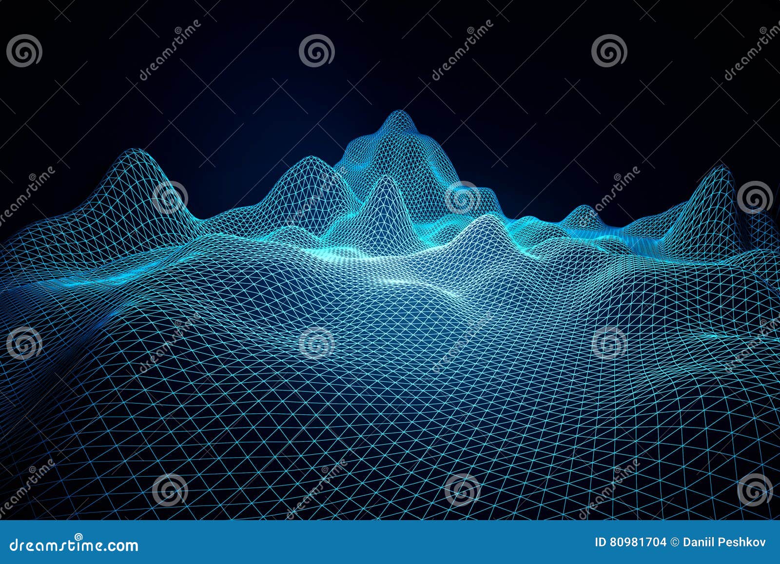 Blue grid waves stock illustration. Illustration of cyberspace - 80981704