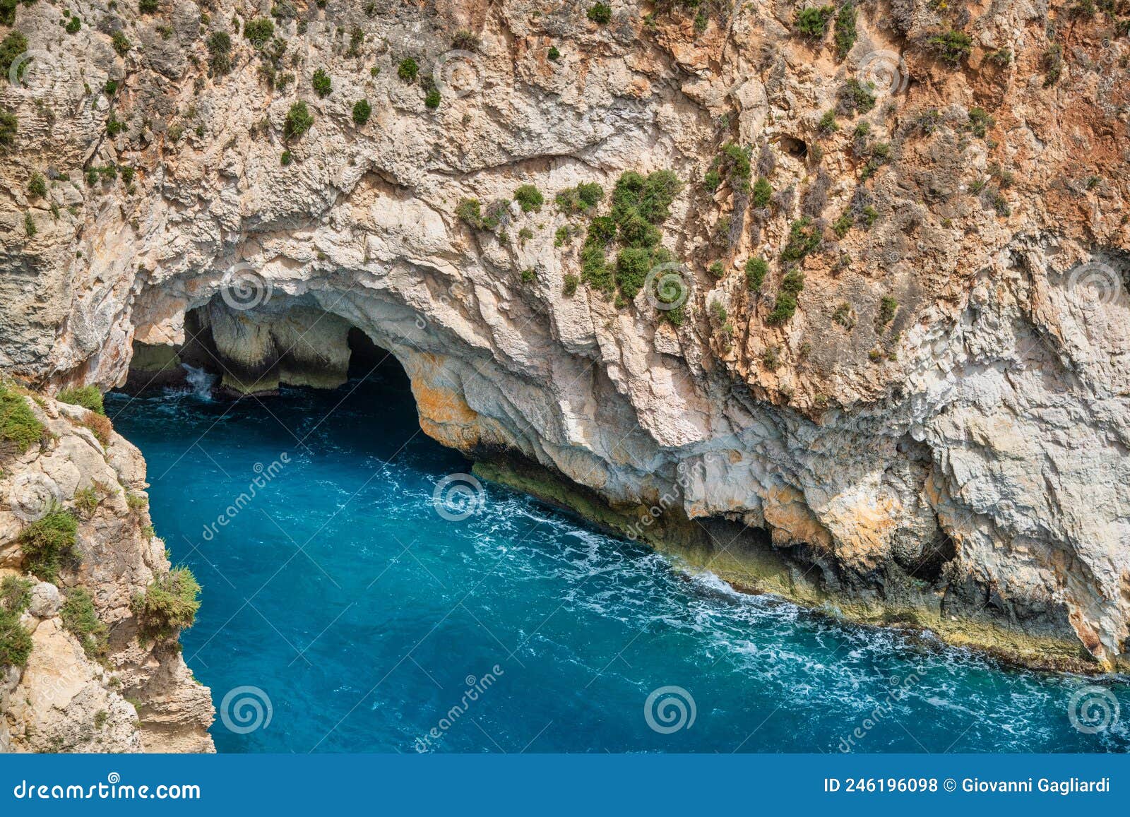 The Blue Grotto Aerial View in Malta Stock Photo - Image of cliff ...