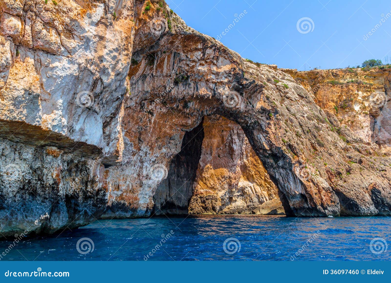 Blue Grotto Arch stock photo. Image of qrendi, coastline - 36097460