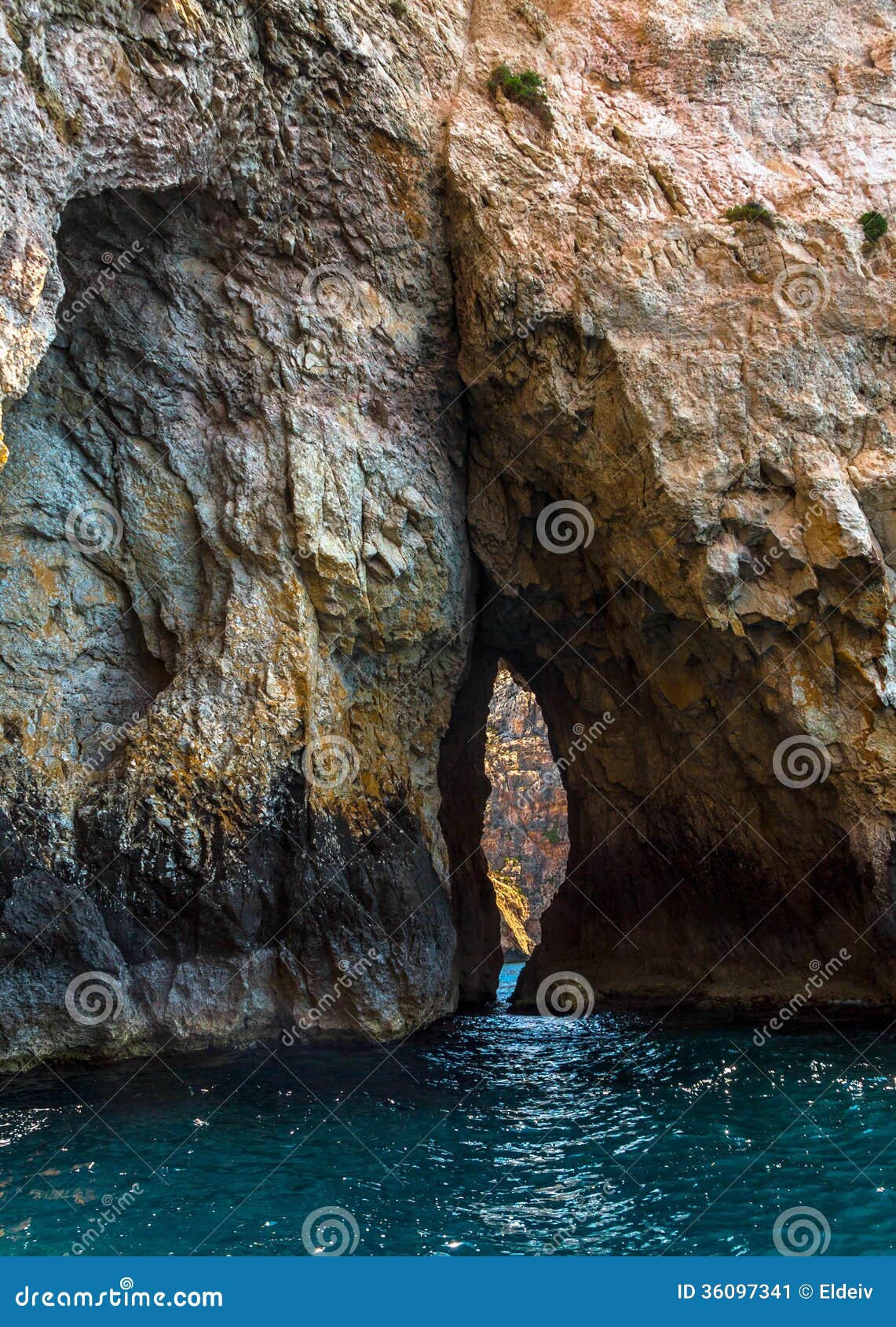 Blue Grotto Crevice stock image. Image of cove, coastline - 36097341