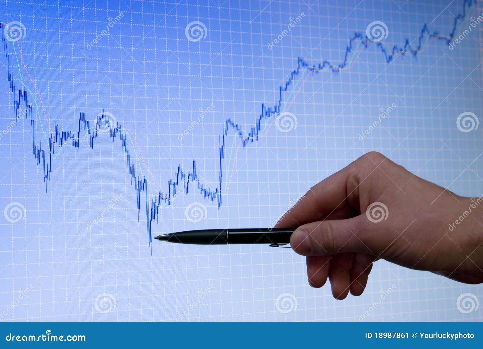 Blue Growing Forex Chart on Display and Pen Stock Image - Image of ...