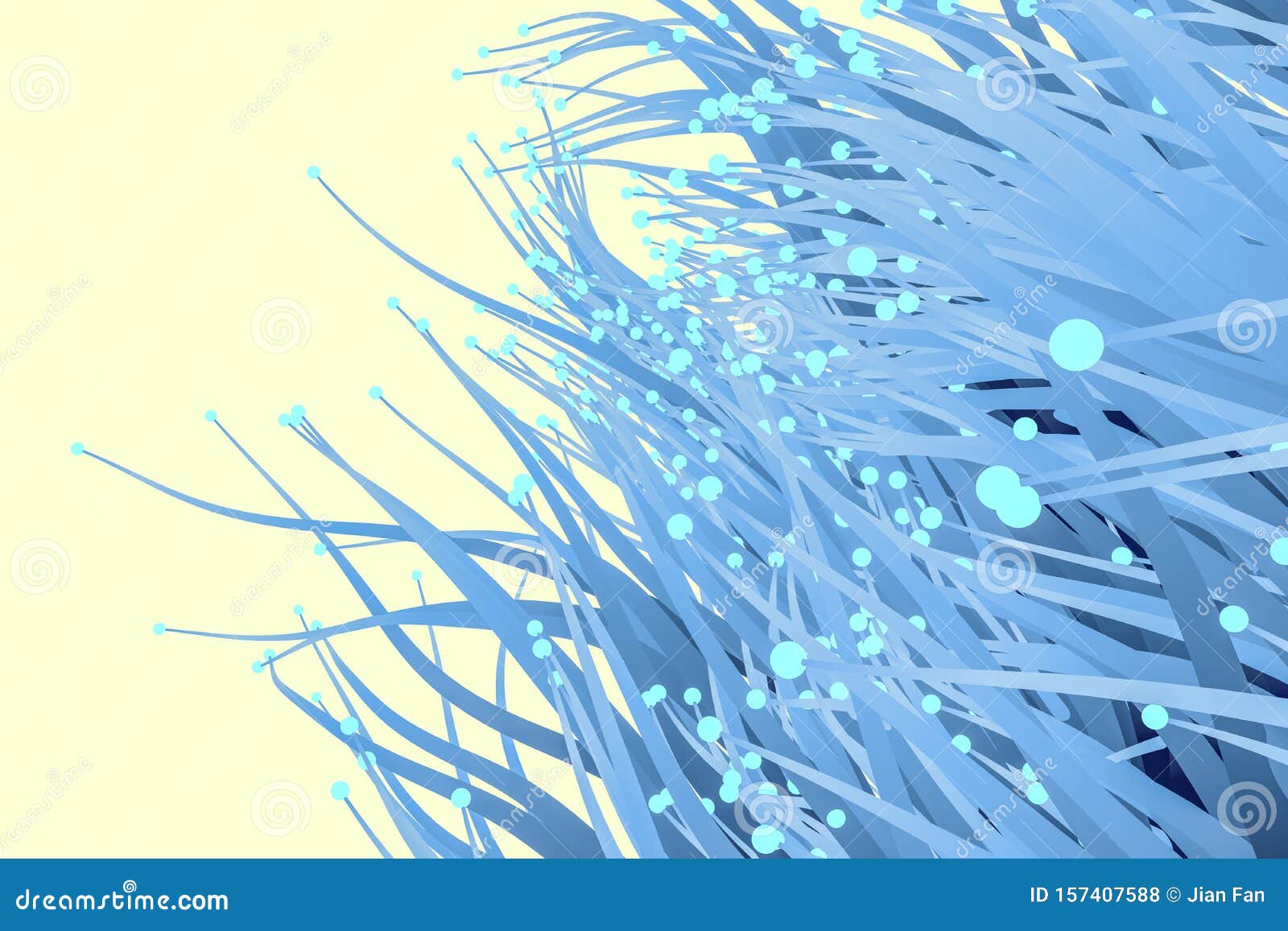 Blue Growing Lines and Points, 3d Rendering Stock Illustration ...