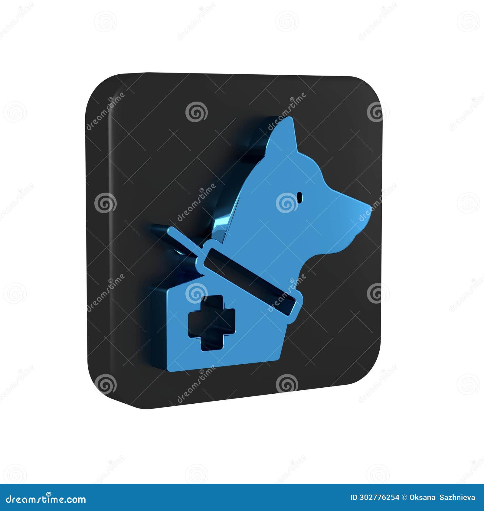 Blue Guide Dog Icon Isolated on Transparent Background. Black Square ...