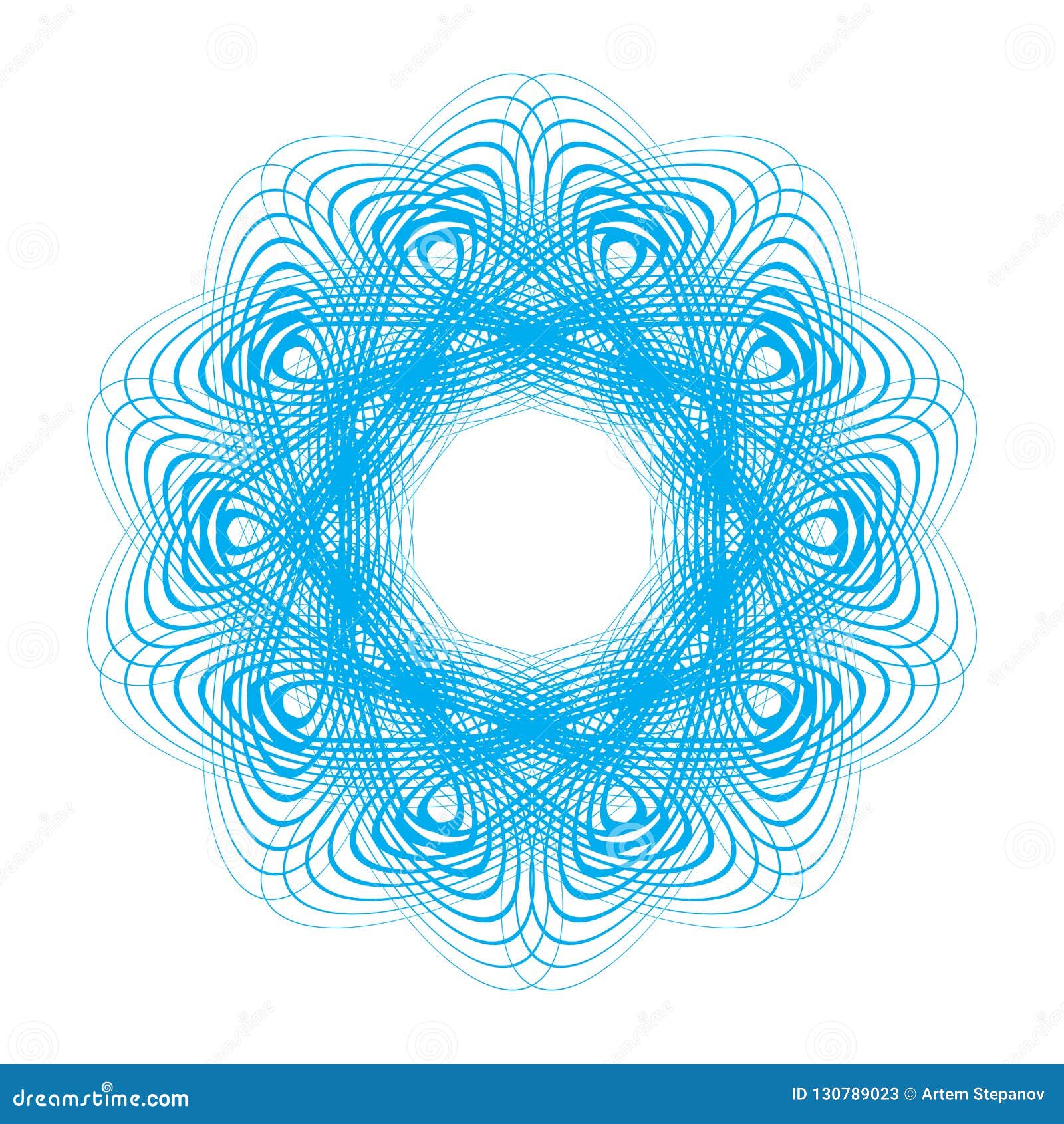 Blue Guilloche Rosette or Spirograph Background Vector Illustration ...