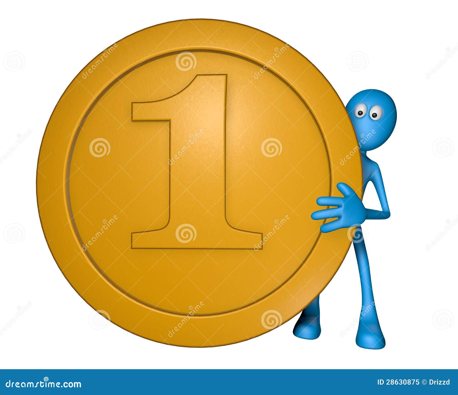 Blue guy with coin stock illustration. Illustration of business - 28630875