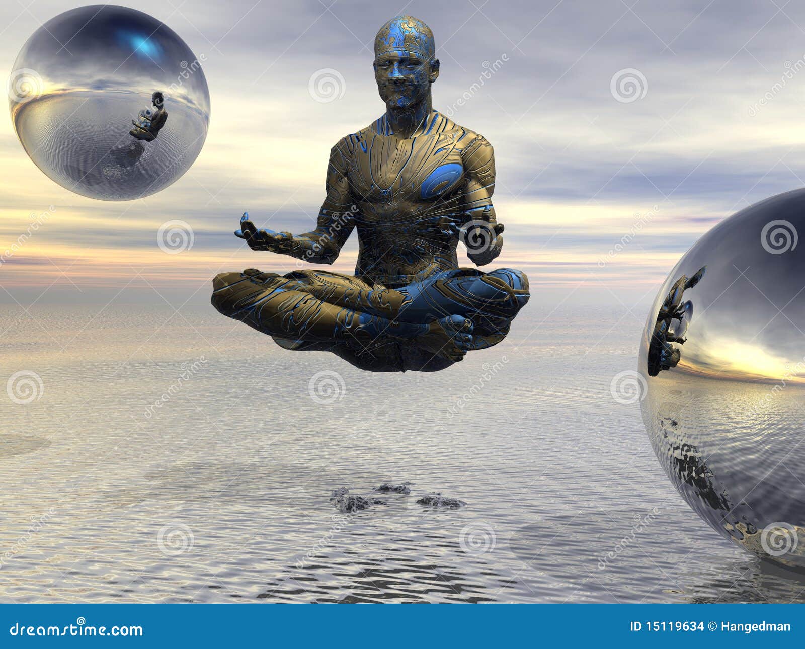 Blue Guy Floating Meditation Stock Illustration - Illustration of cool ...