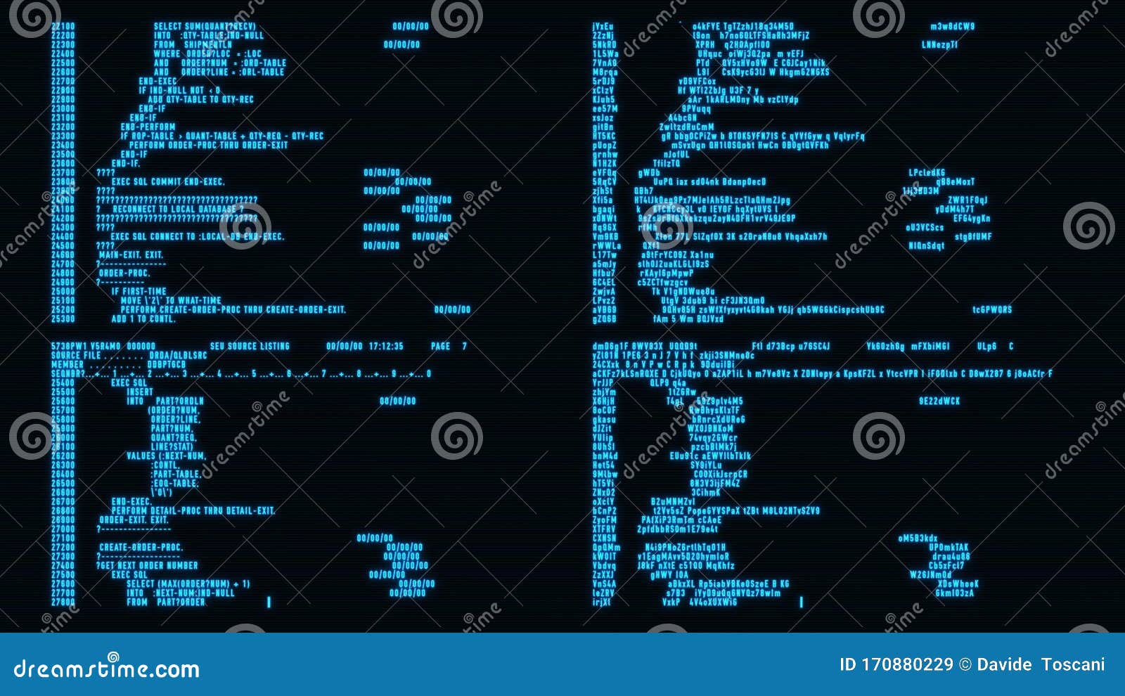 Blue Hacker Text - Database Encryption Decryption Motion Background ...