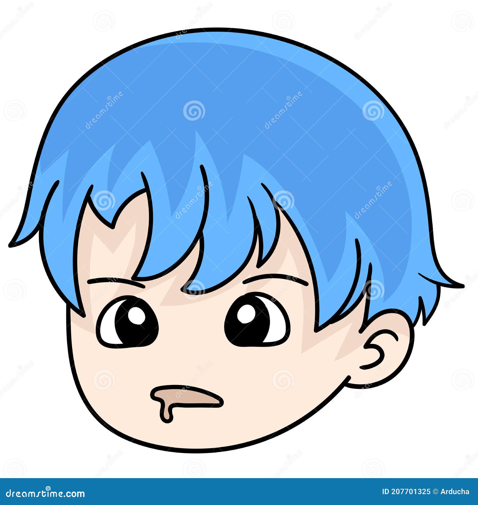 Blue Haired Boy Character. Doodle Icon Image Stock Vector ...
