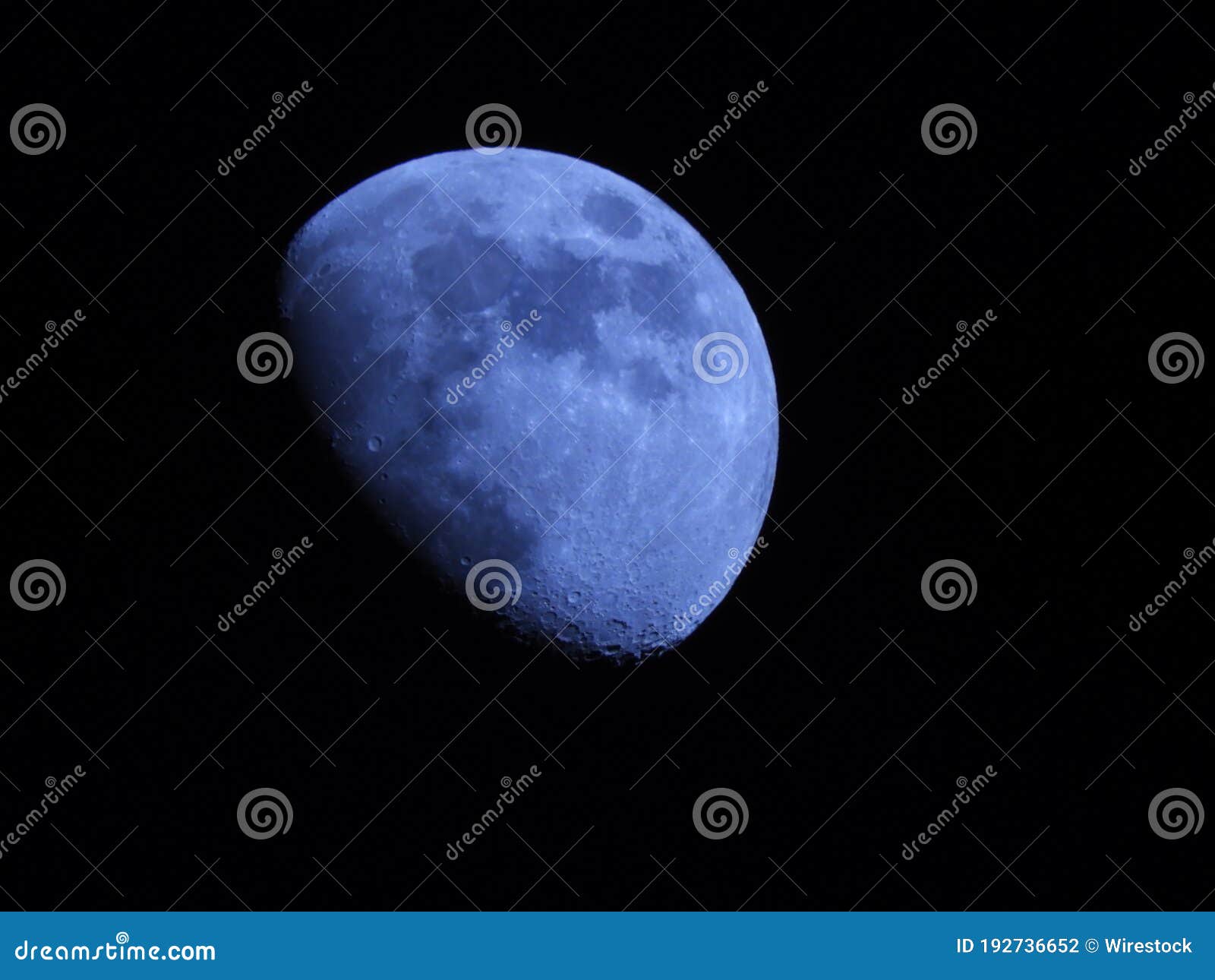 Blue Half-moon in the Black Sky at Night Stock Photo - Image of orbit ...