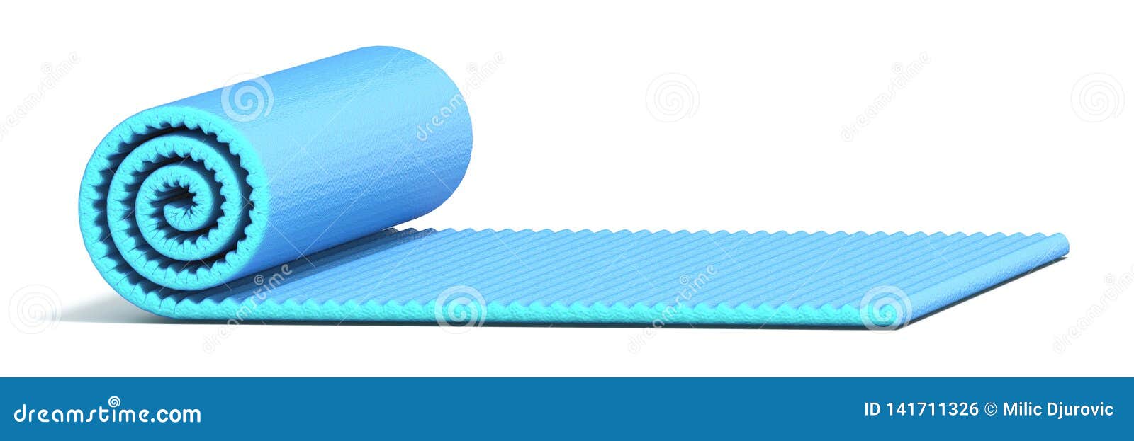 Blue Half Rolled Yoga Mat 3D Stock Illustration - Illustration of ...