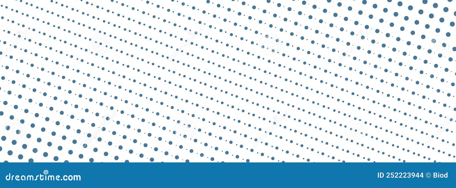 Blue Halftone Dot Texture Overlay on White Wide Background. Stock ...