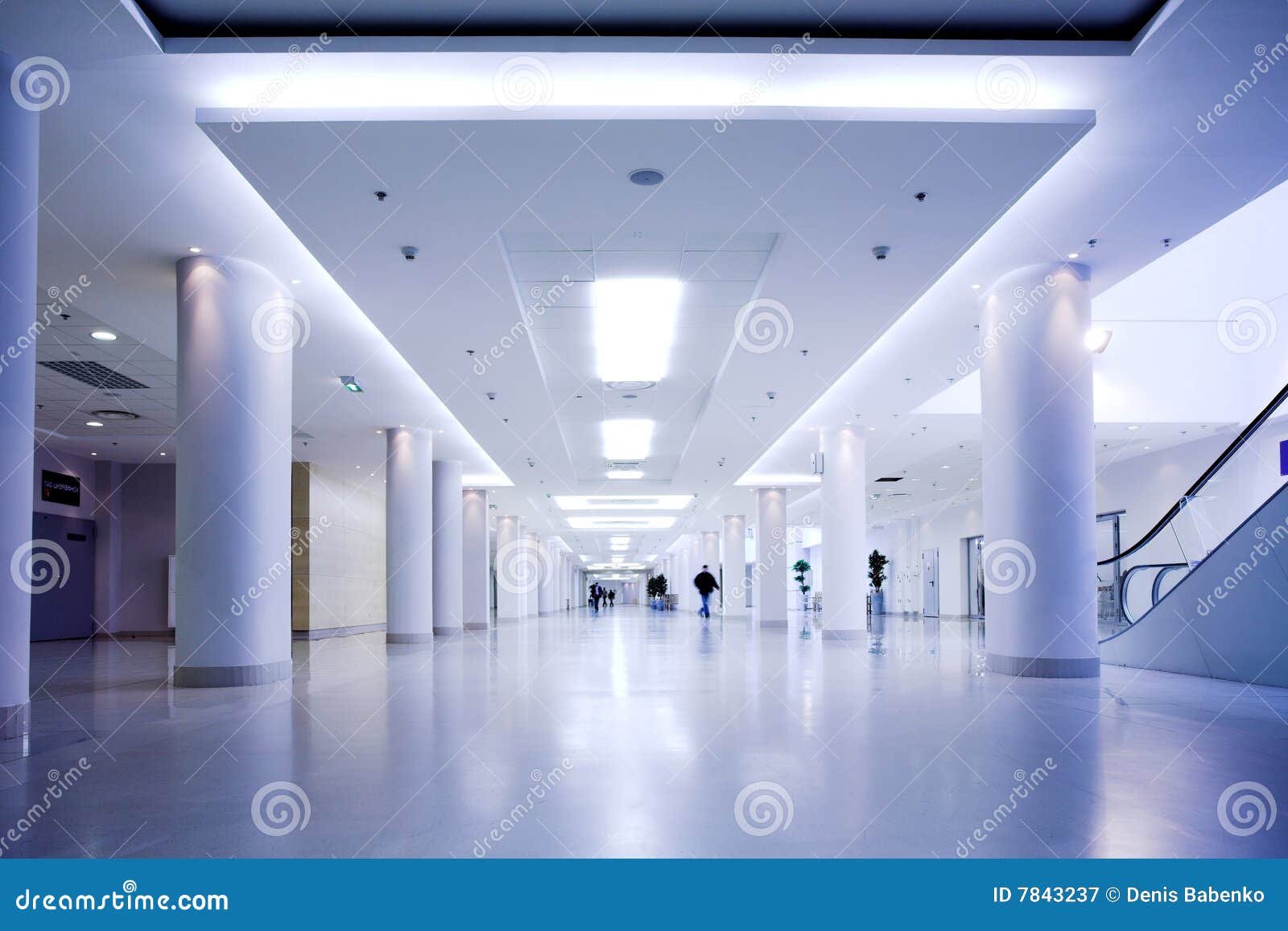 Blue hall of office stock image. Image of indoor, busy - 7843237