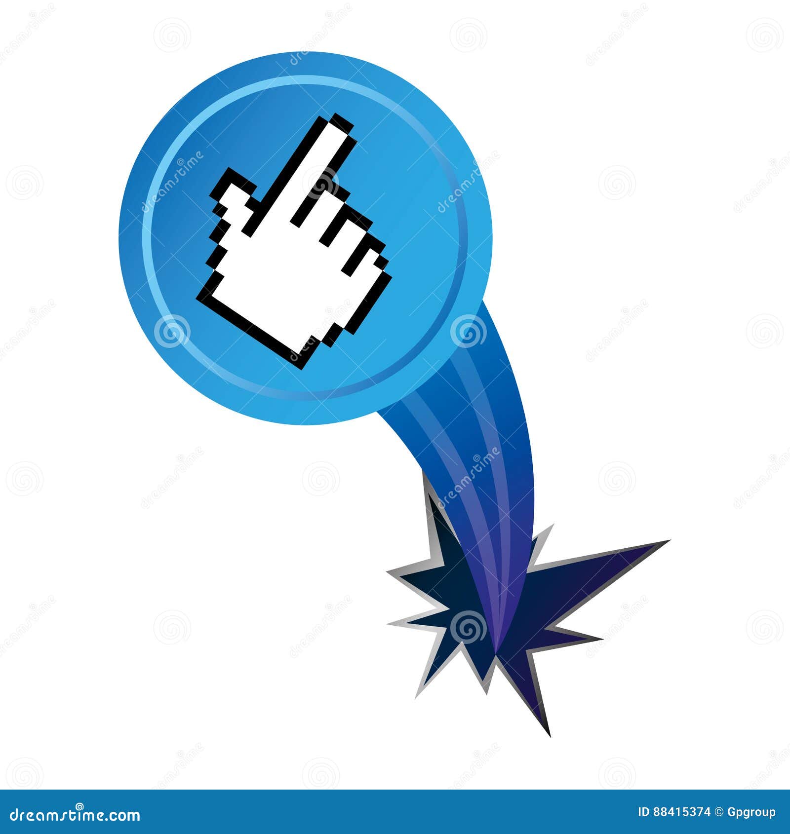 Blue Hand Cursor With Hole Icon Royalty-Free Stock Image ...