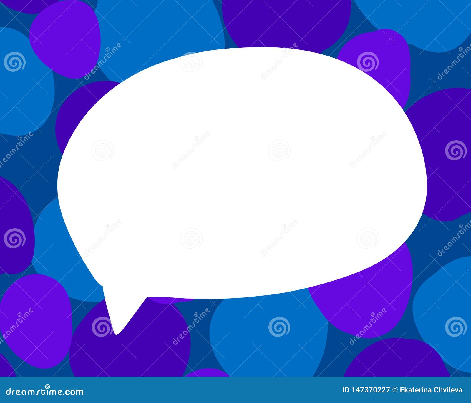 Blue Hand Drawn Background with Speech Bubble in Cartoon Style Stock ...