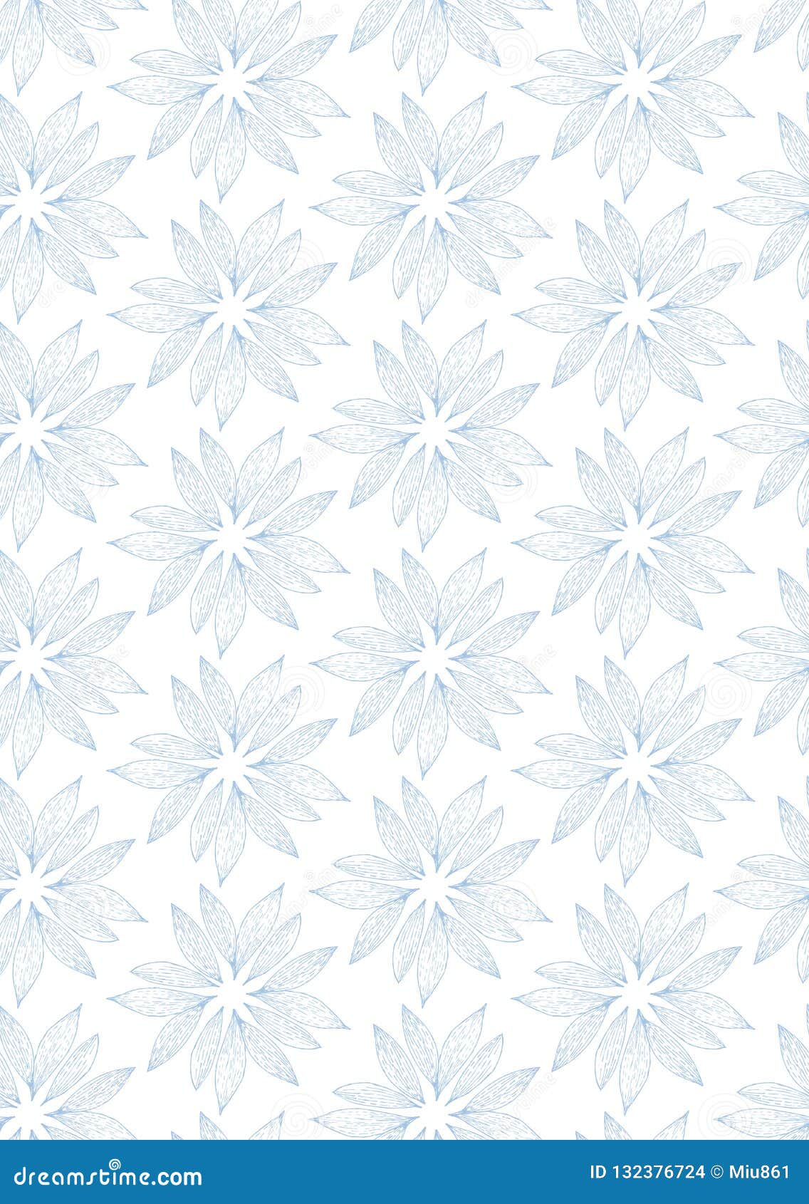 Delicate Abstract Floral Vector Pattern. White and Blue Bright Design ...
