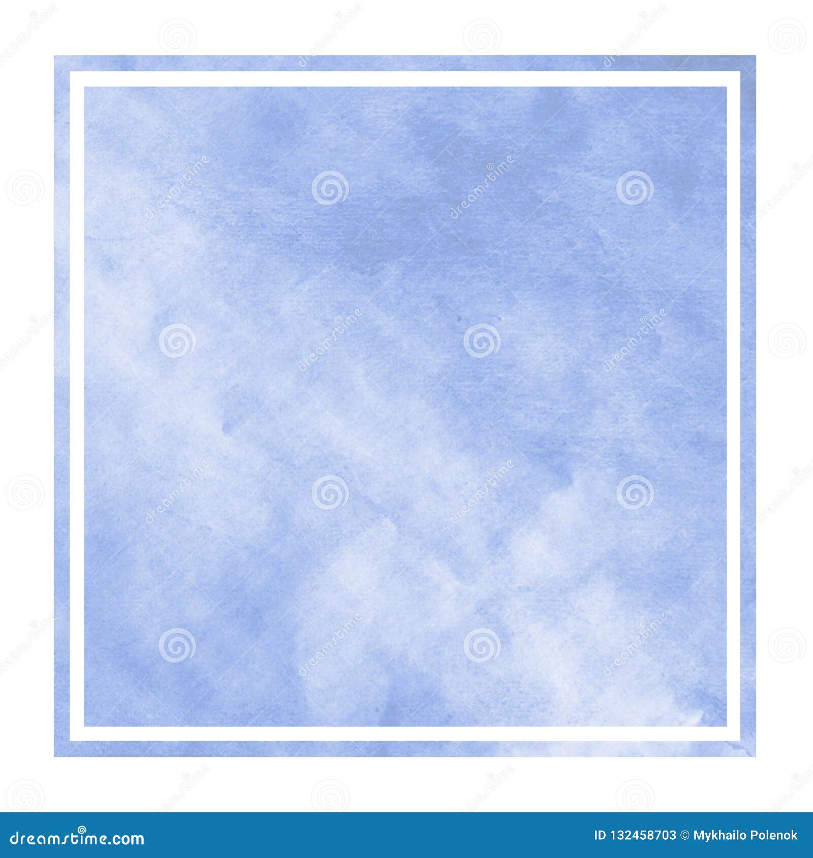 Blue Hand Drawn Watercolor Rectangular Frame Background Texture with ...