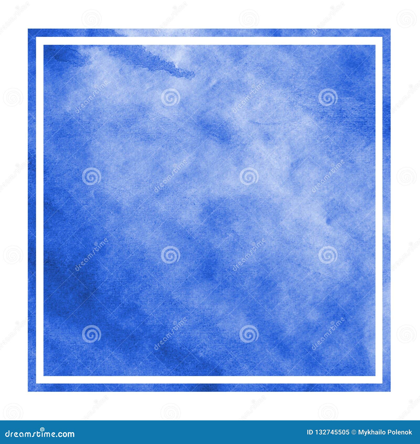 Blue Hand Drawn Watercolor Rectangular Frame Background Texture with ...