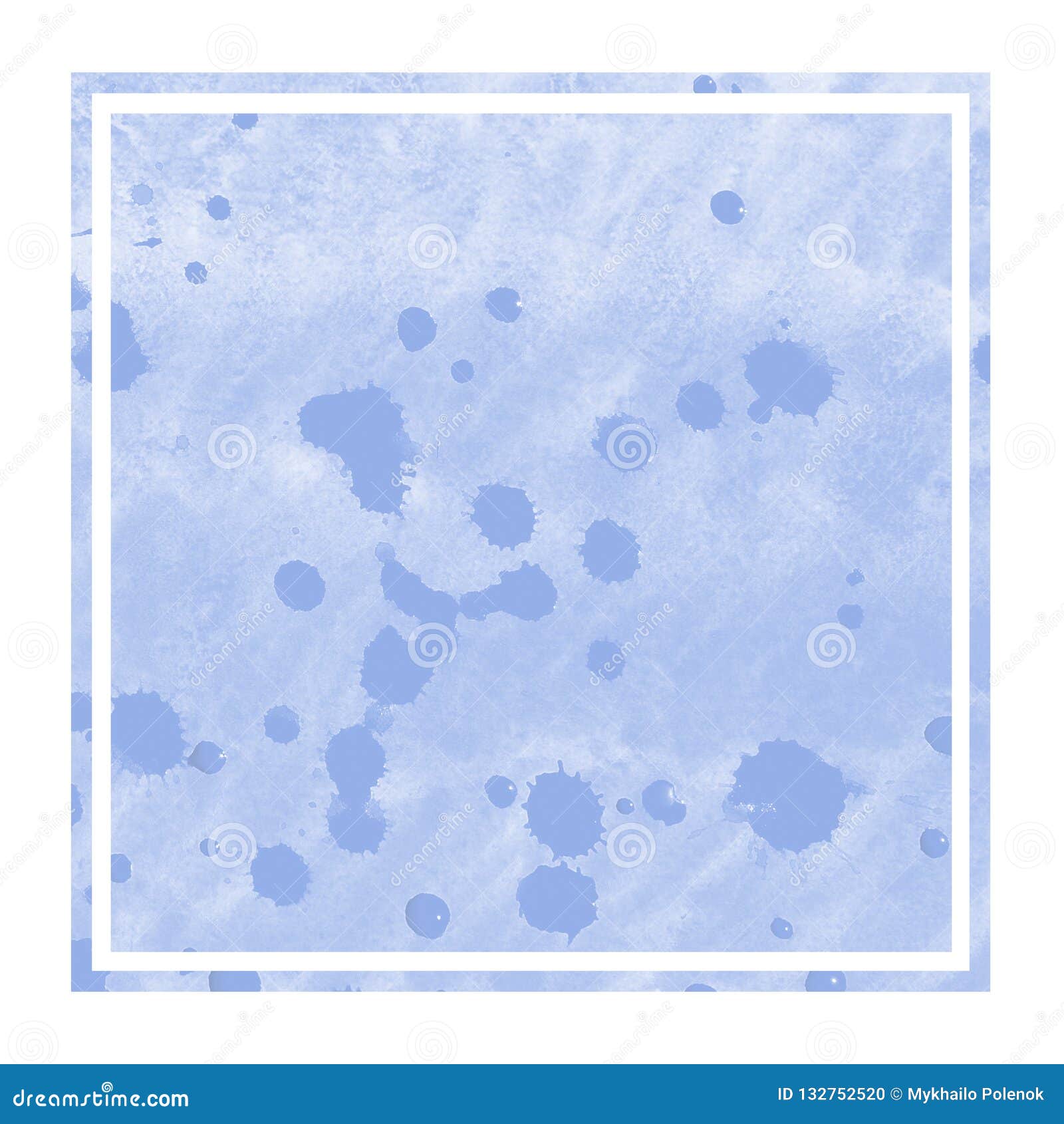 Blue Hand Drawn Watercolor Rectangular Frame Background Texture with ...
