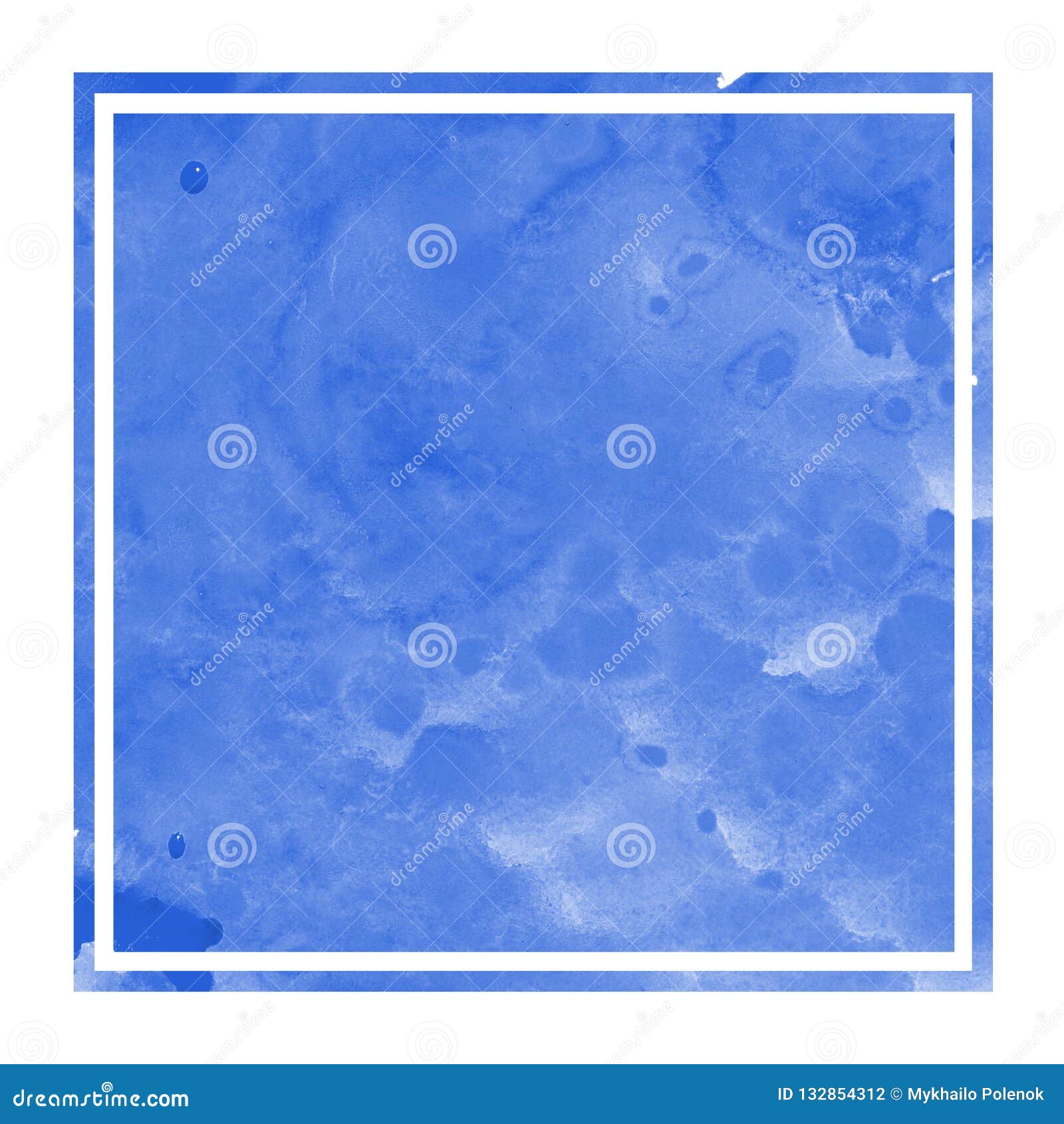 Blue Hand Drawn Watercolor Rectangular Frame Background Texture with ...