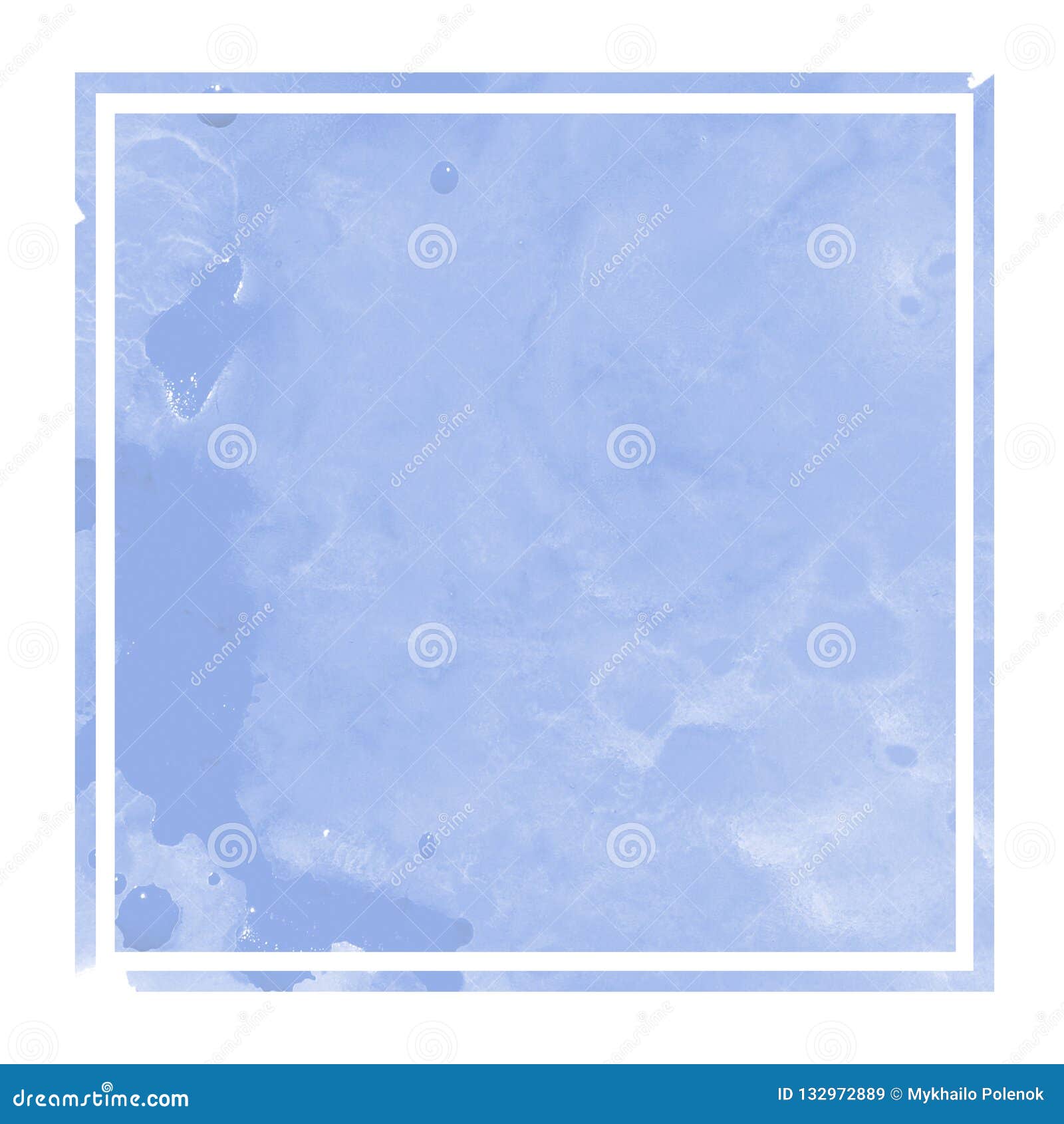 Blue Hand Drawn Watercolor Rectangular Frame Background Texture with ...