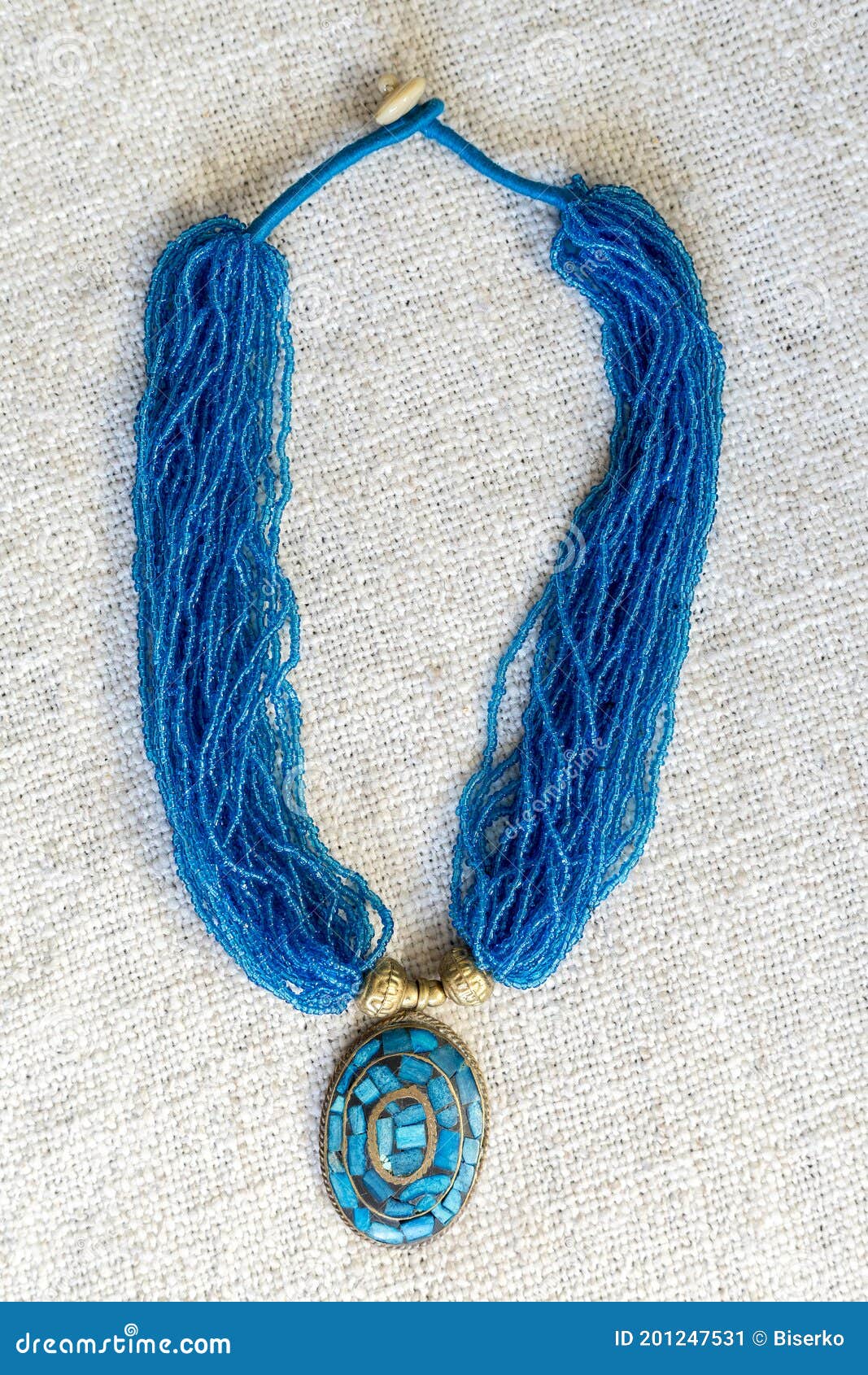 Blue hand made necklace stock image. Image of jewellery - 201247531